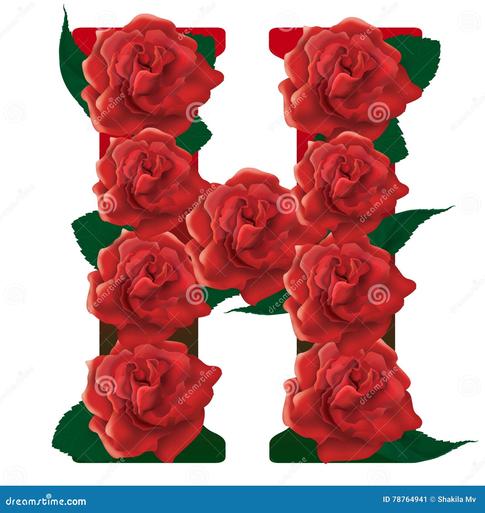 Ejemplo De Las Rosas Rojas De La Letra H Imagen de archivo ...