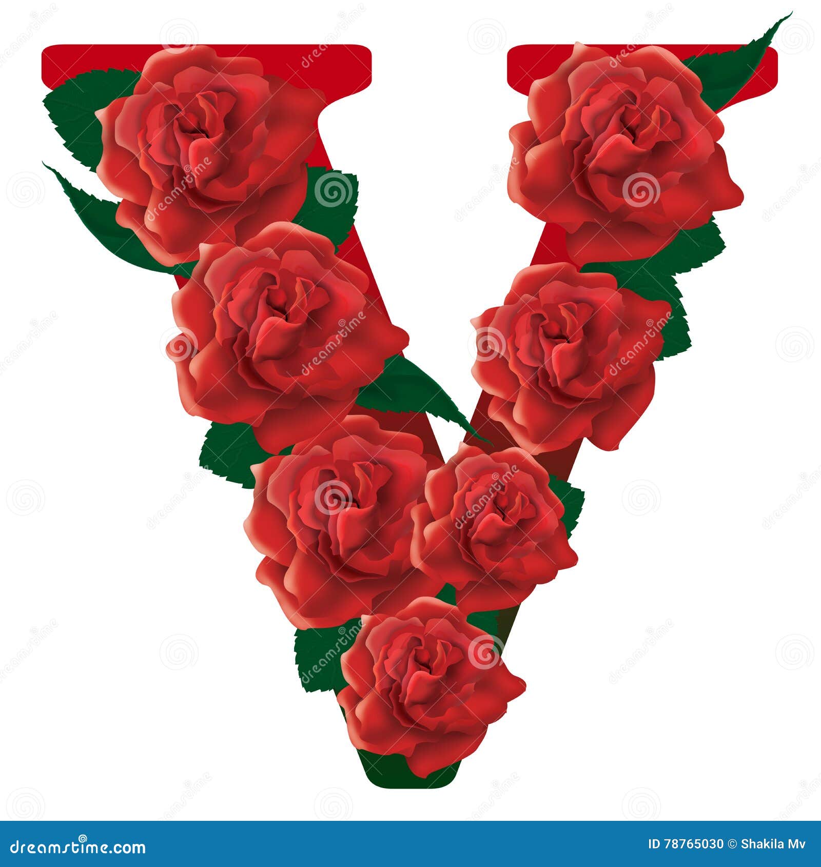 Ejemplo De Las Rosas Rojas De La Letra V Foto de archivo - Ilustración ...