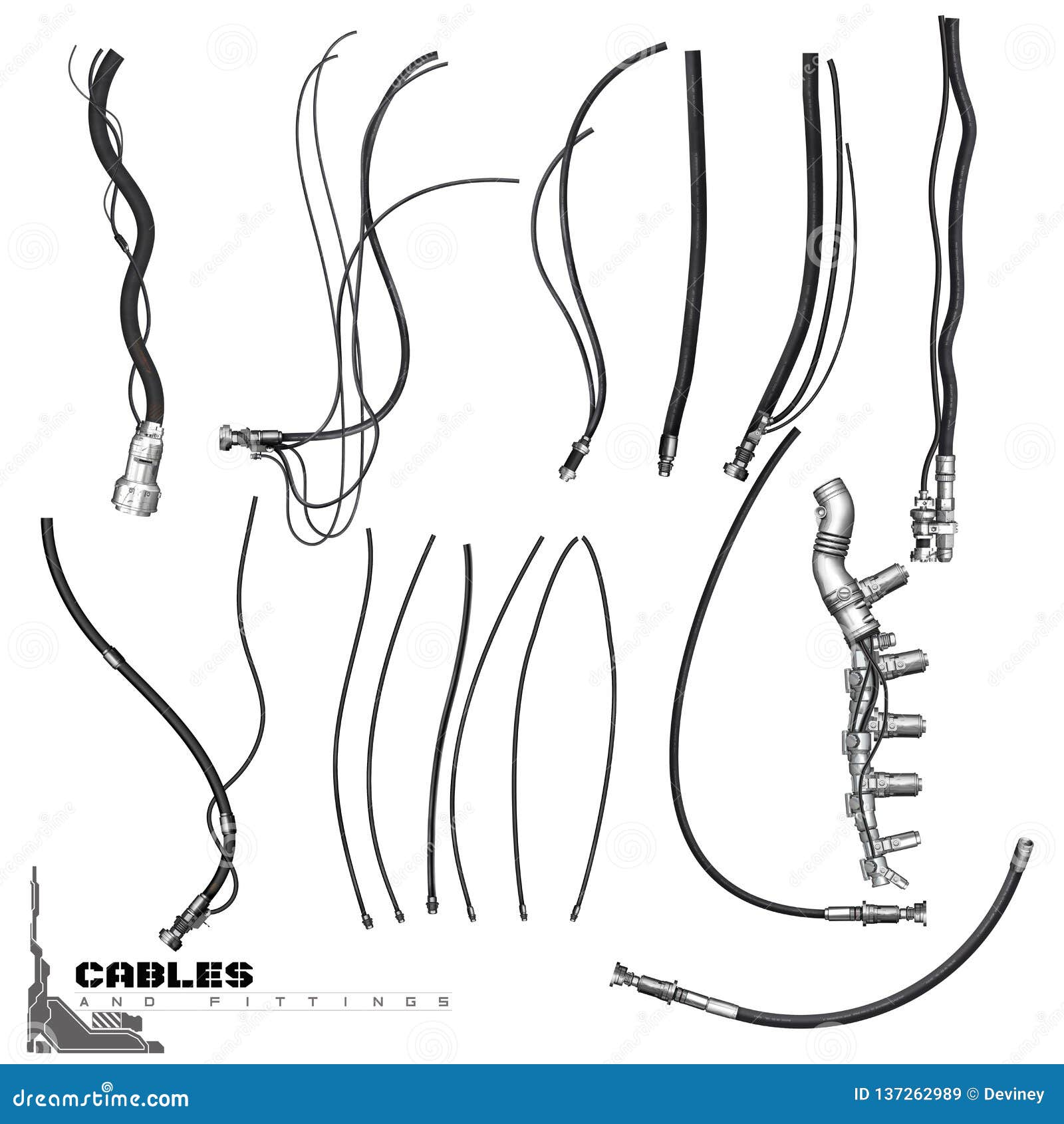 Ejemplo De Los Cables Y De Los Conectores Stock de ilustración ...