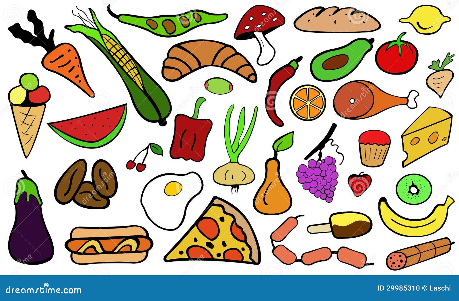 Doodle de la comida ilustración del vector. Ilustración de pimienta ...