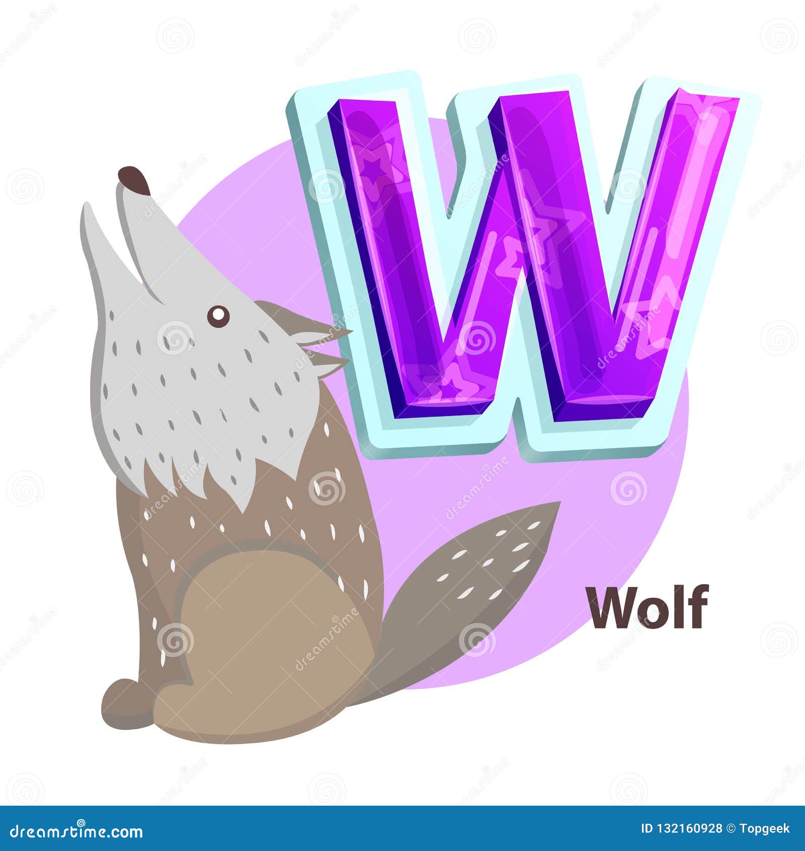 Ejemplo De Wolf Animal Children Alphabet Vector Ilustración del Vector ...