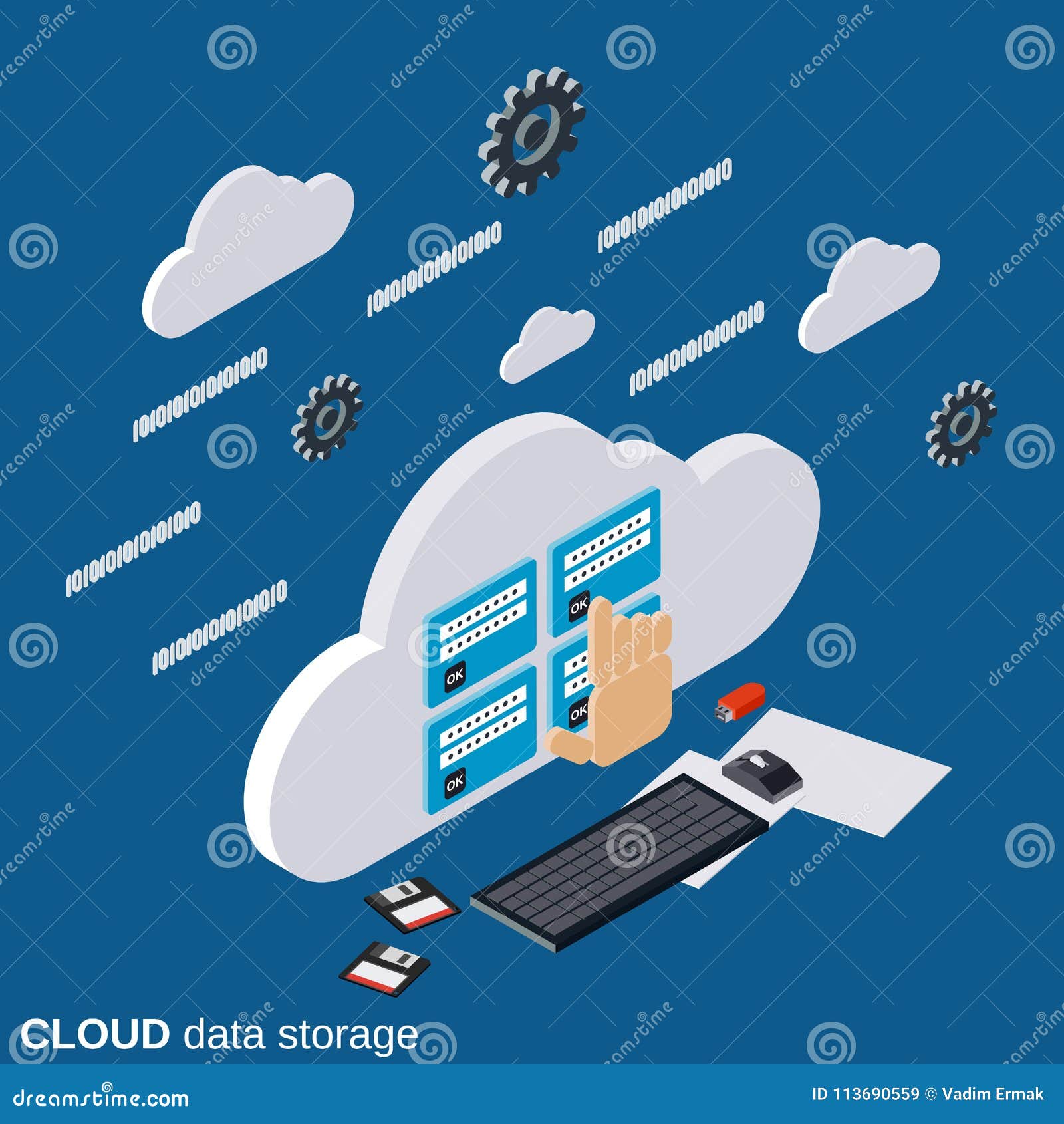 Ejemplo Del Concepto Del Vector Del Almacenamiento De Datos De La Nube ...