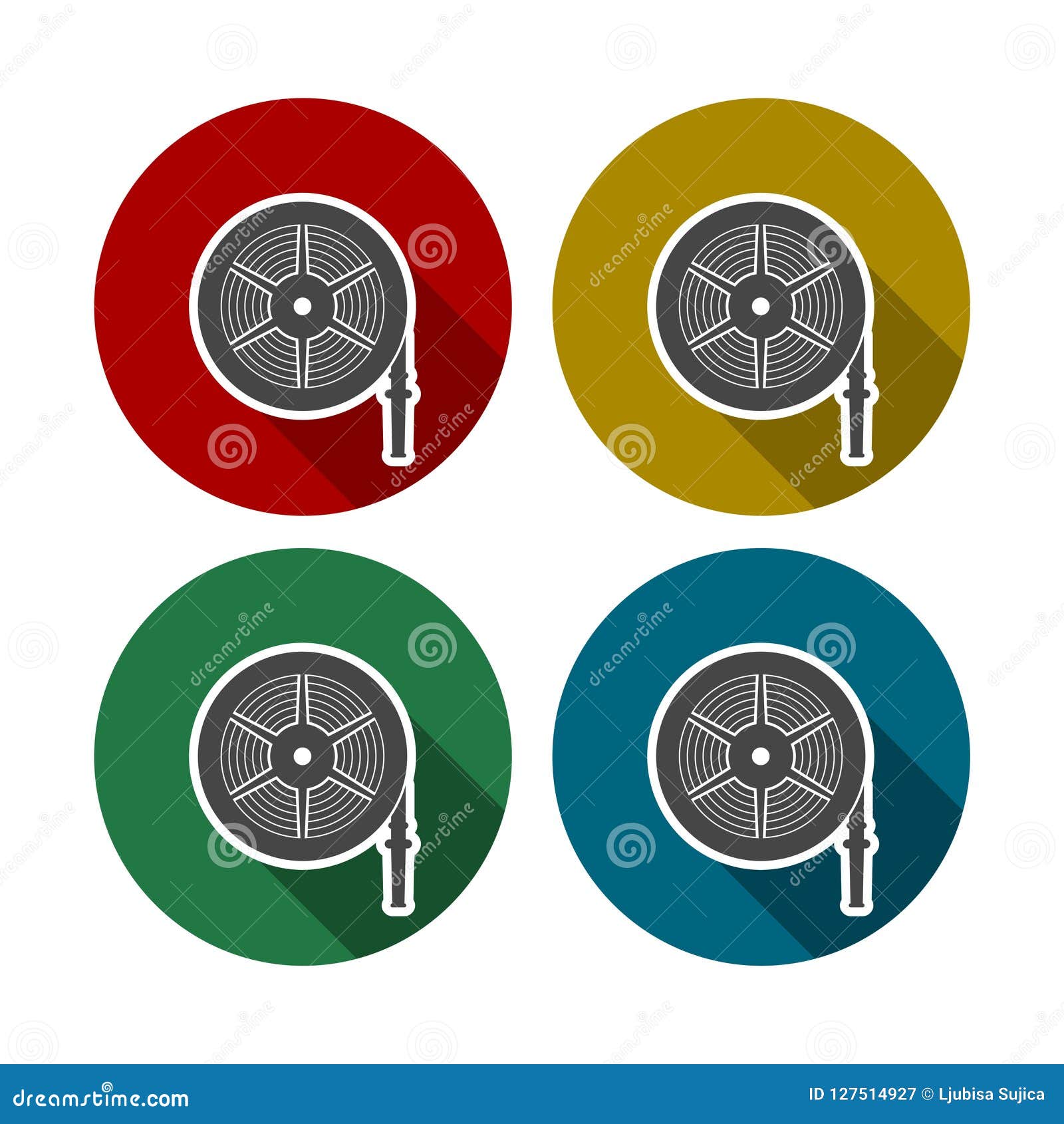 Ejemplo Del Vector Del Carrete De La Manguera De Bomberos, Icono Del ... Ejemplo Del Vector Del Carrete De La Manguera De Bomberos, Icono Del ...