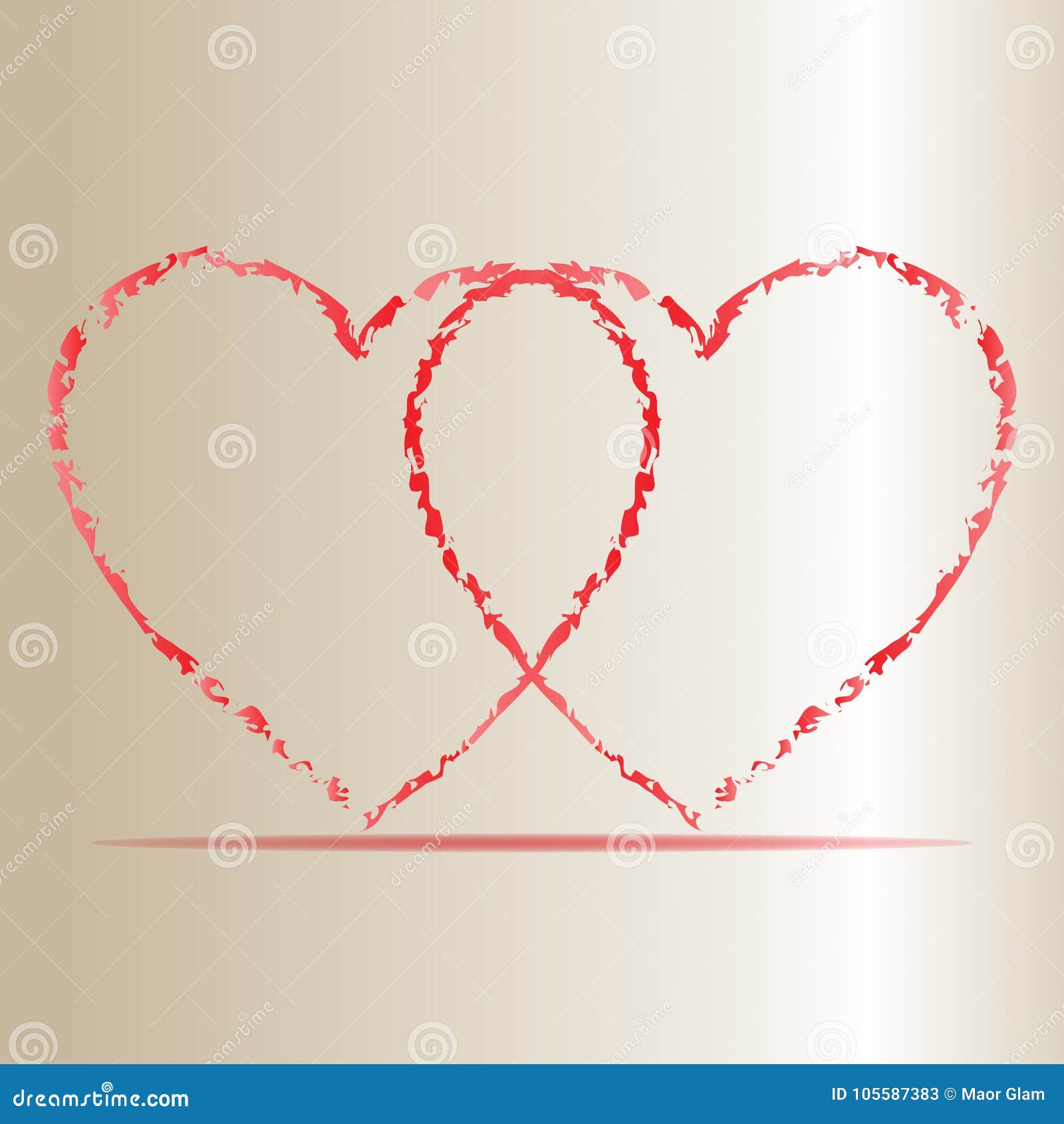 Ejemplo Del Vector De Dos Corazones Ilustración del Vector ...