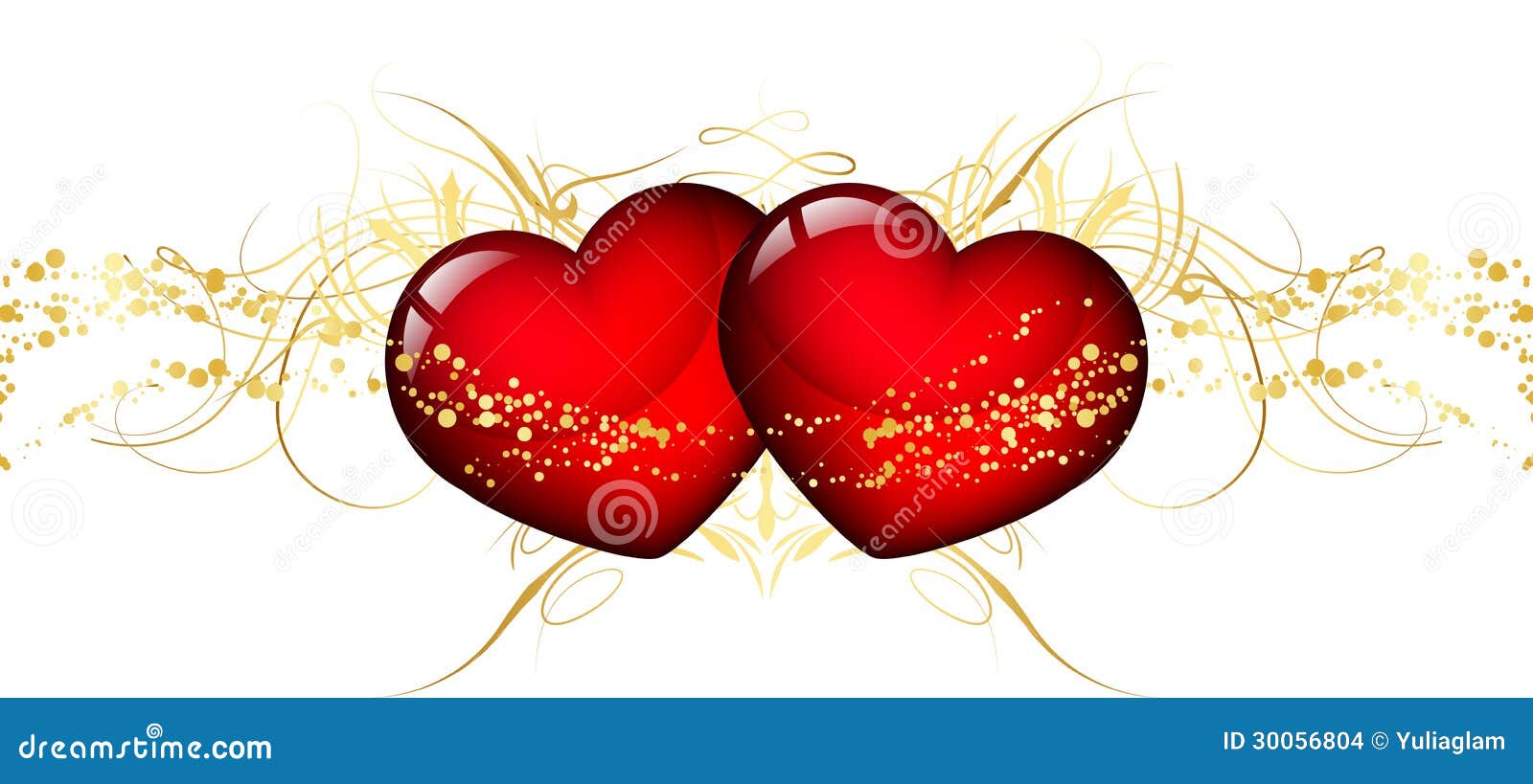 Dos corazones rojos ilustración del vector. Ilustración de boda - 30056804