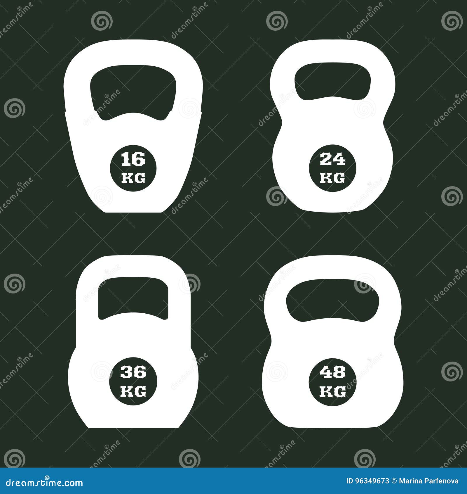 Ejemplo Del Vector De Los Iconos De Kettlebells Ilustración del Vector - Ilustración de fondo ...