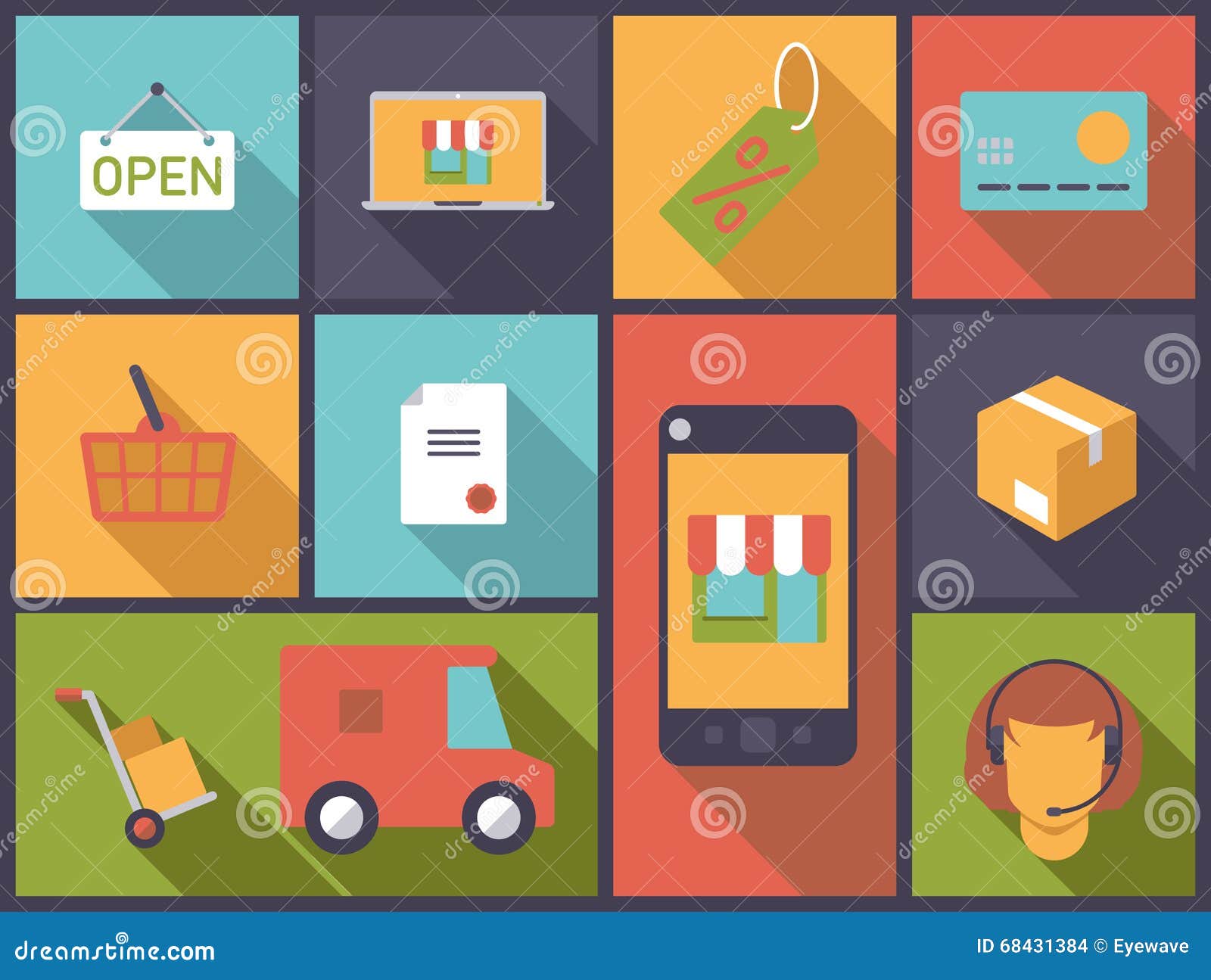 Ejemplo Del Vector De Los Símbolos Del Comercio Electrónico Ilustración ...