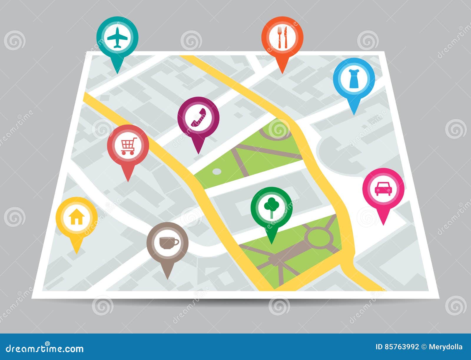 Ejemplo Del Vector De Un Mapa De La Ciudad Con Ubicaciones Ilustración ...