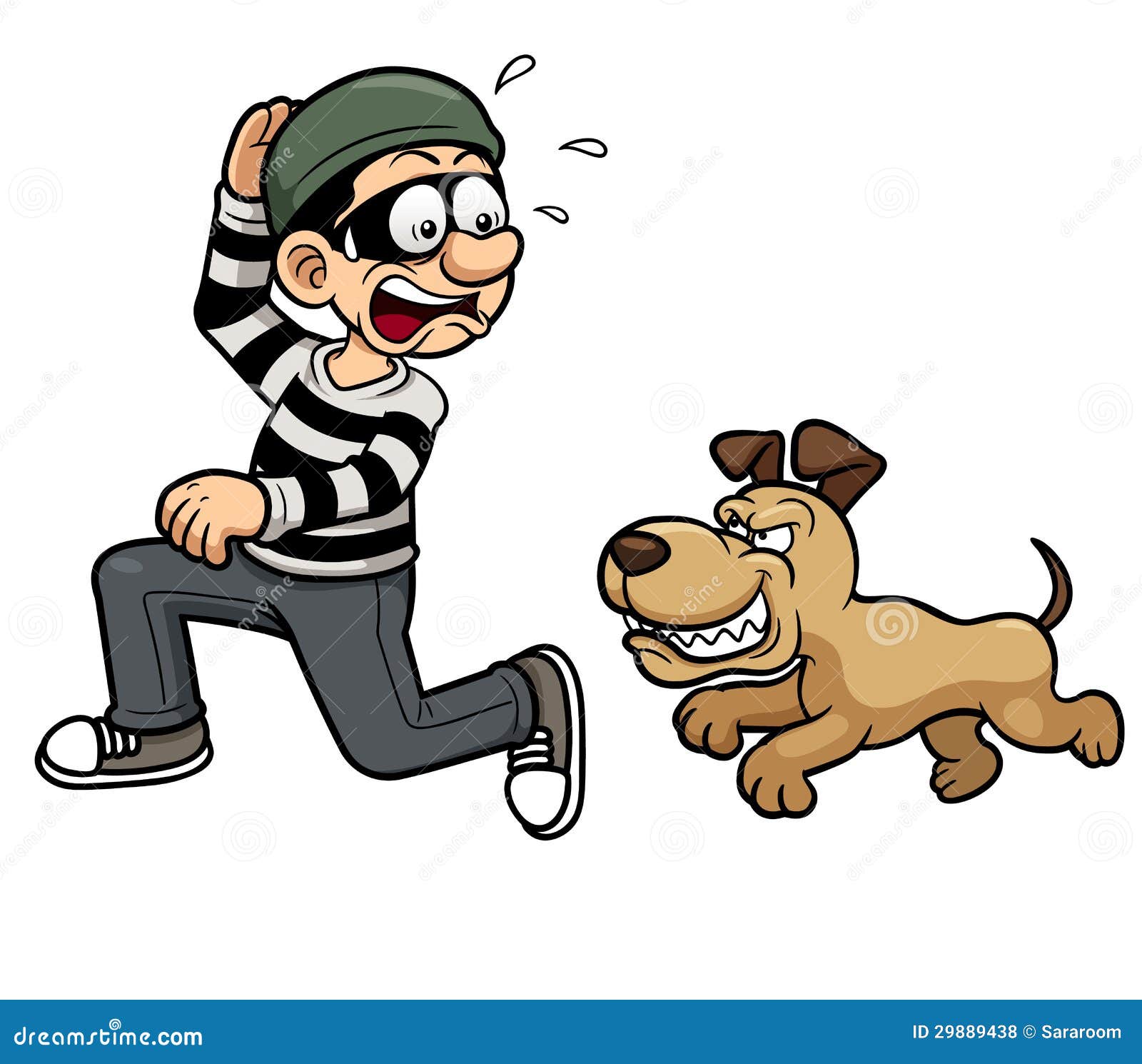Ladrón Que Funciona Con Un Perro Ilustración del Vector - Ilustración ...