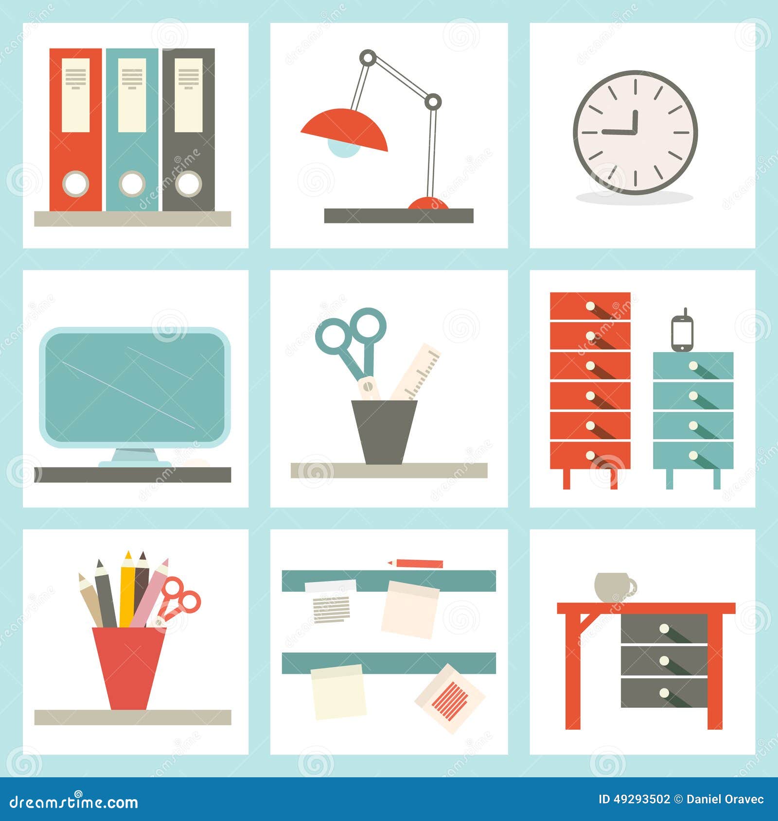 Ejemplo Del Vector Del Material De Oficina Ilustración del Vector ...