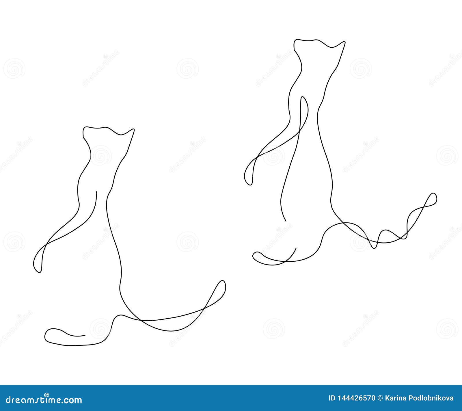 Ejemplo Del Vector Del Dibujo Lineal Del Gato Uno Ilustración del ...