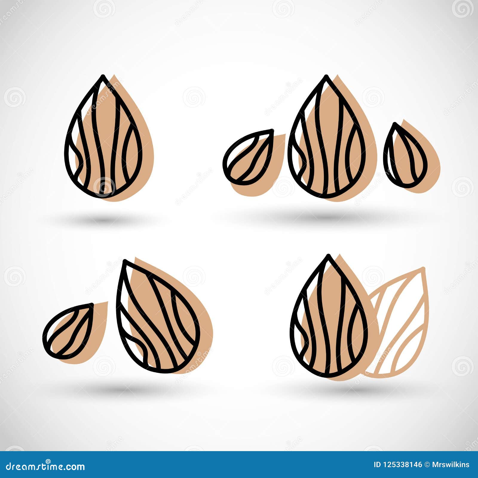 Ejemplo Del Vector Del Icono De La Almendra Stock de ilustración ...