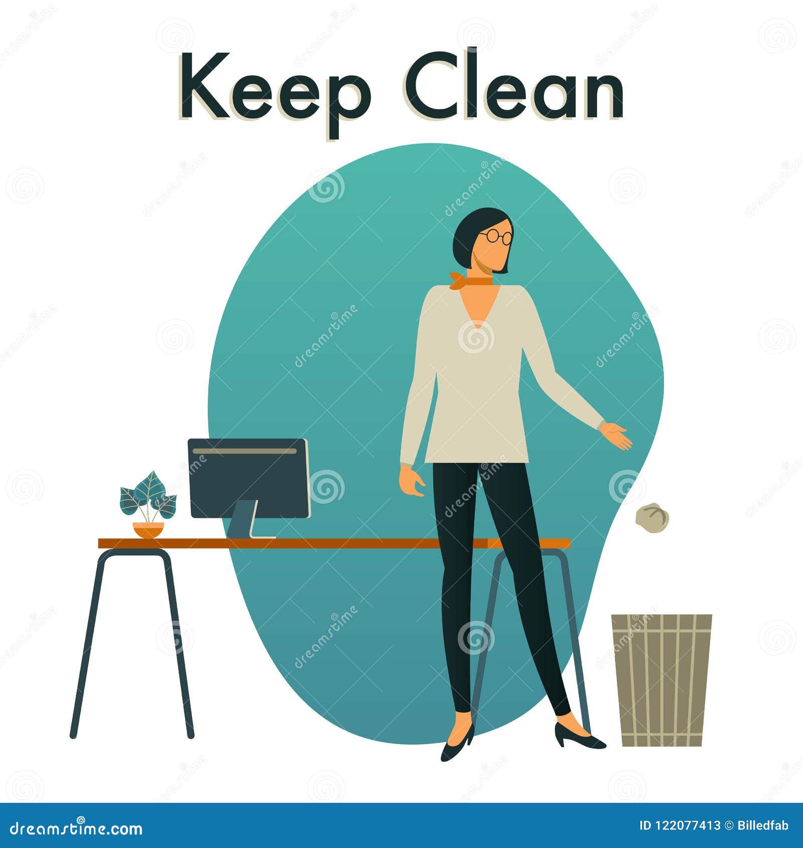 Ejemplo Del Vector Keep Nuestro Lugar De Trabajo Limpio Ilustración del ...