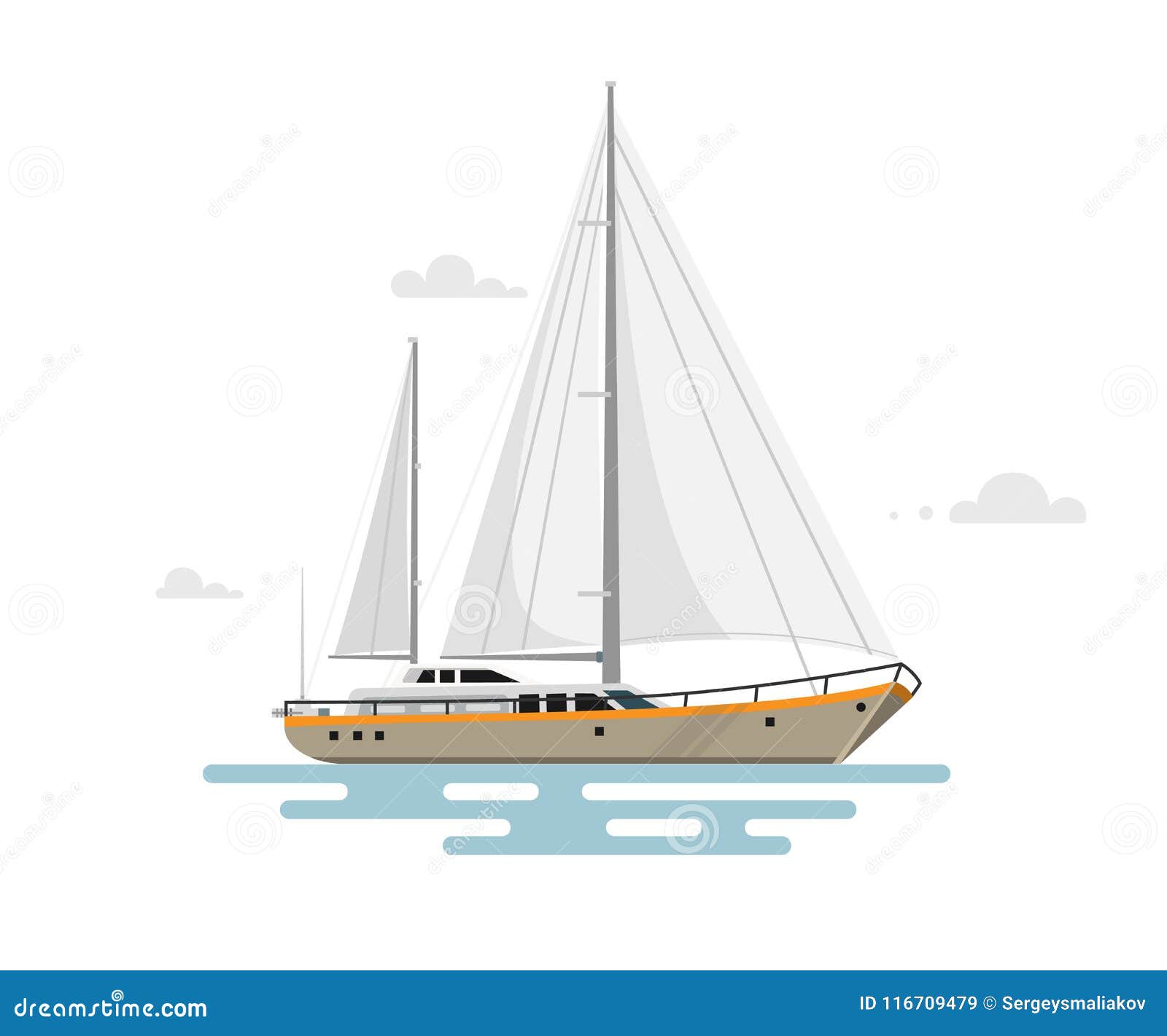 Ejemplo Del Vector Del Yate Plano Ilustración del Vector - Ilustración ...