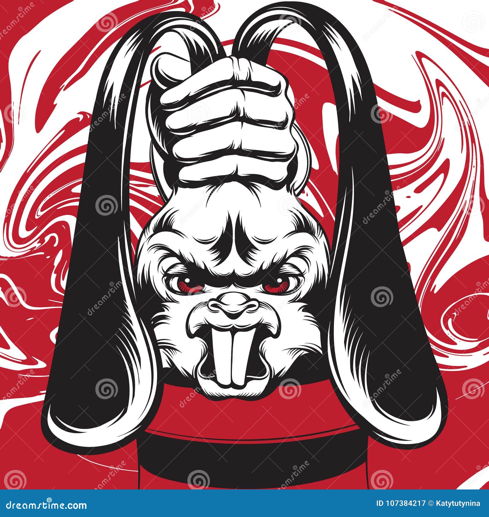 Ejemplo Dibujado Mano Del Vector Del Conejo Enojado Ilustración del ...