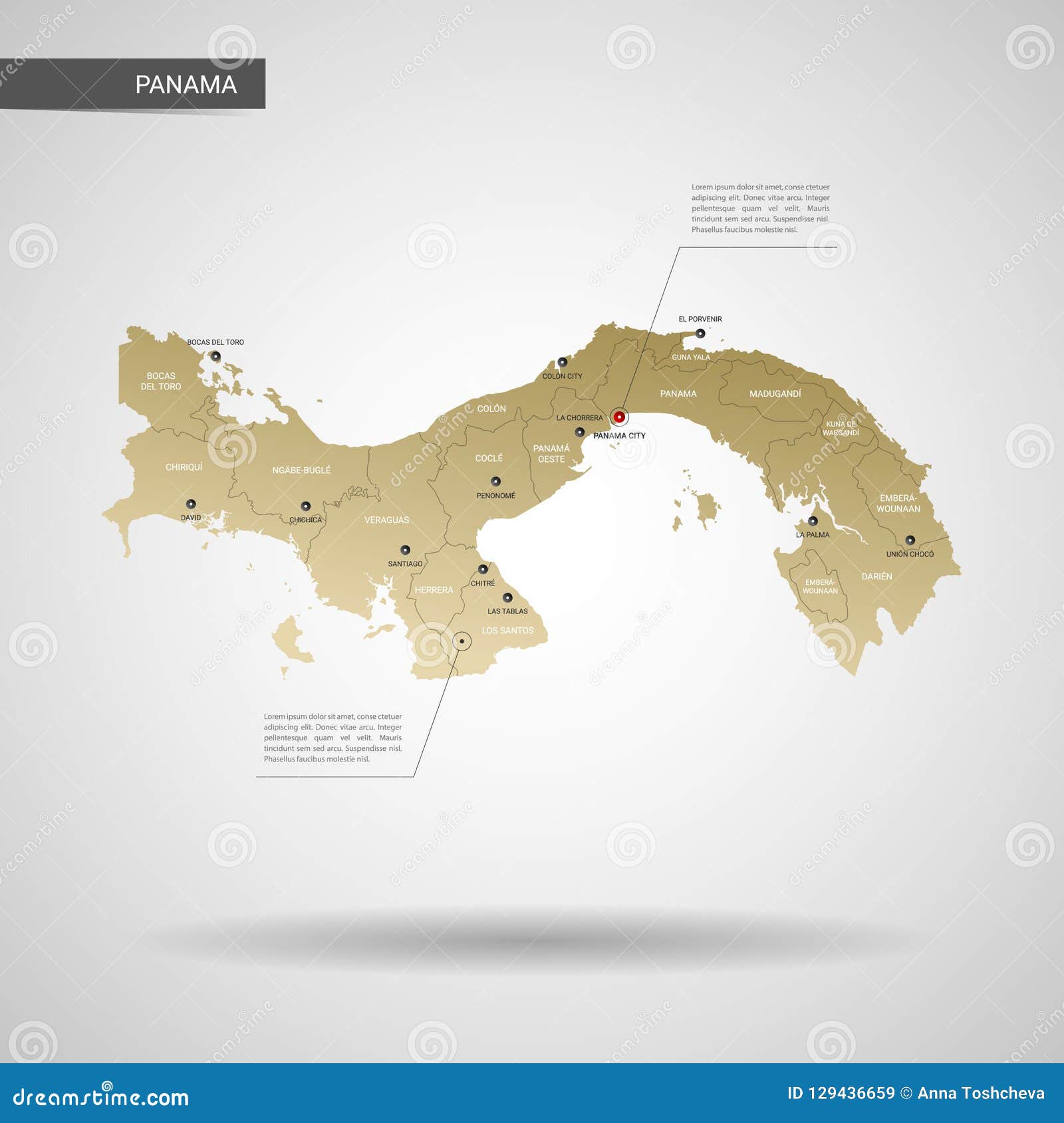 Ejemplo Estilizado Del Vector Del Mapa De Panamá Ilustración del Vector ...