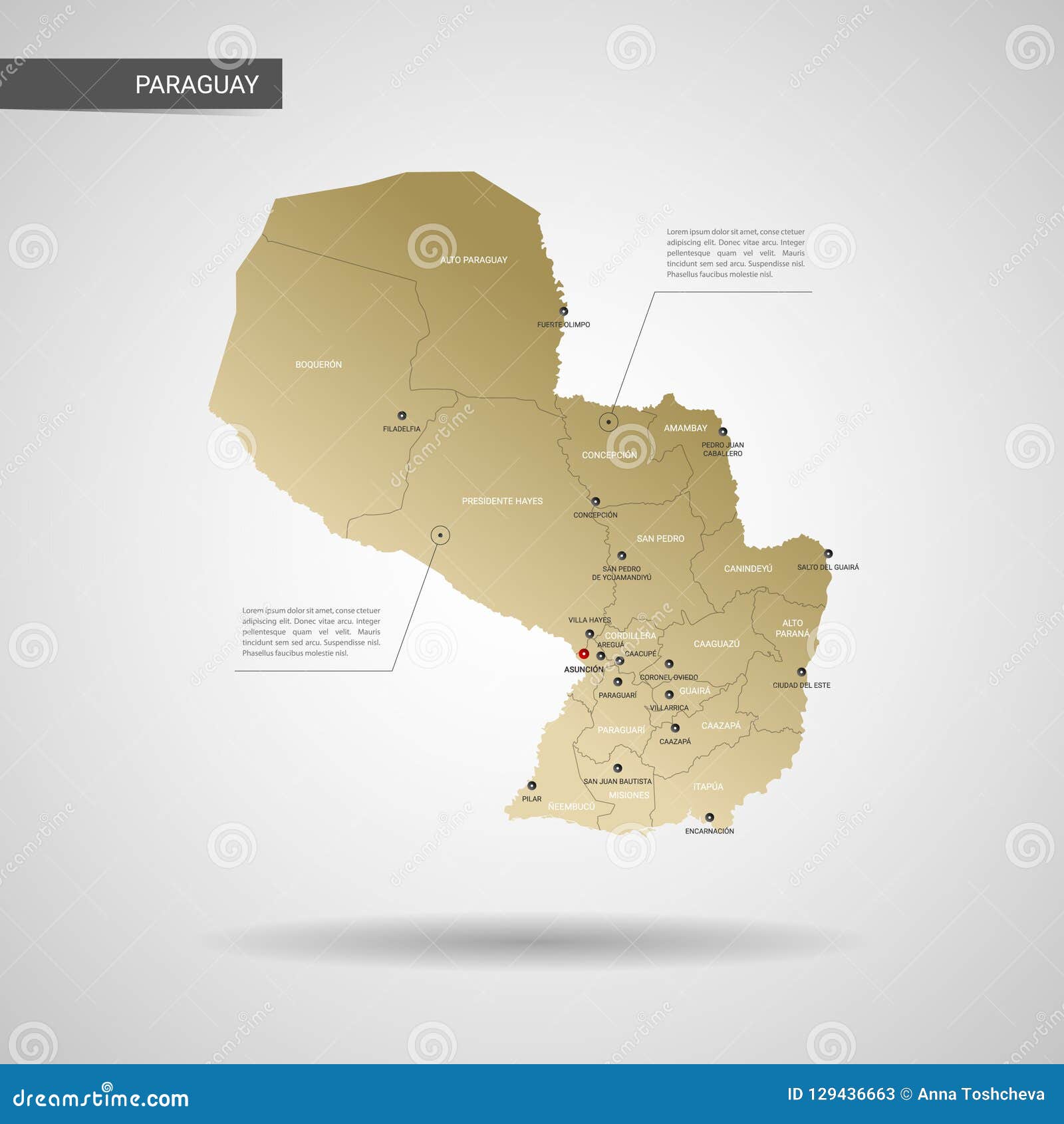 Ejemplo Estilizado Del Vector Del Mapa De Paraguay Ilustración del ...