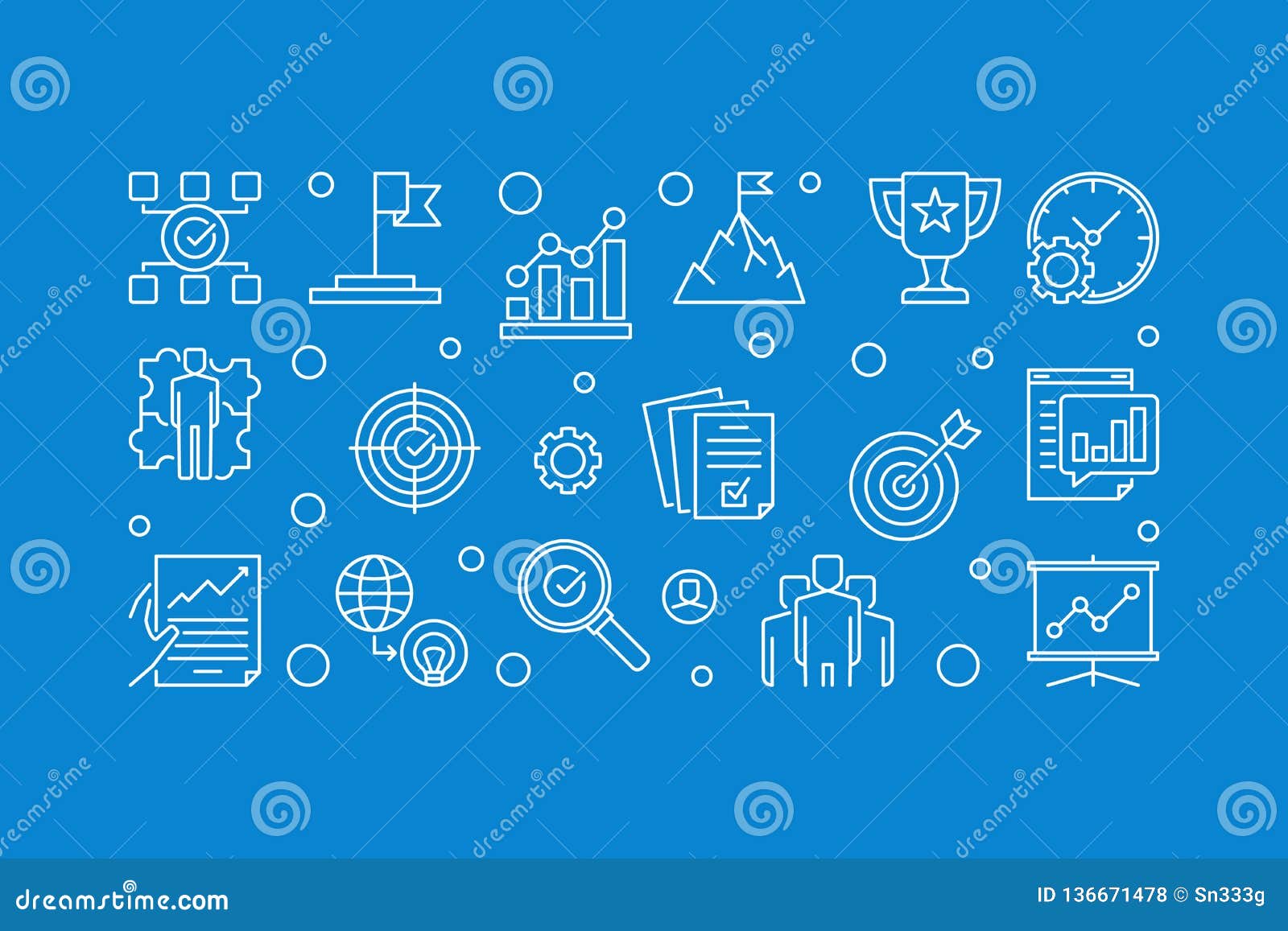 Ejemplo Horizontal Del Esquema Azul Del Vector De Las Metas De Negocio ...