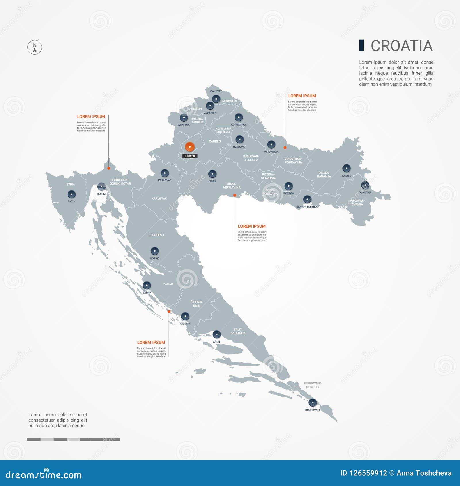 Ejemplo Infographic Del Vector Del Mapa De Croacia Ilustración del ...