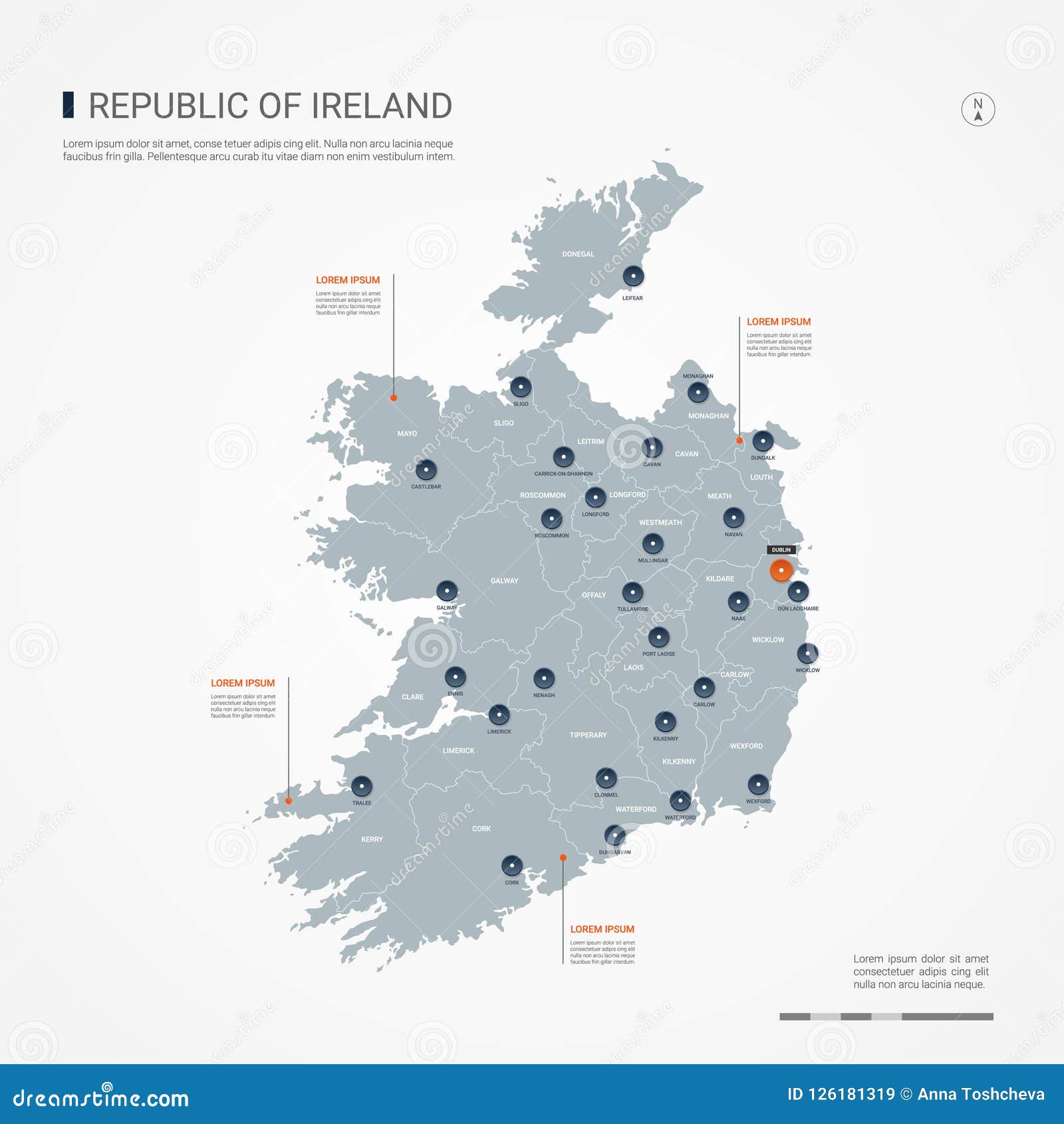 Ejemplo Infographic Del Vector Del Mapa De Irlanda Ilustración del Vector - Ilustración de ...