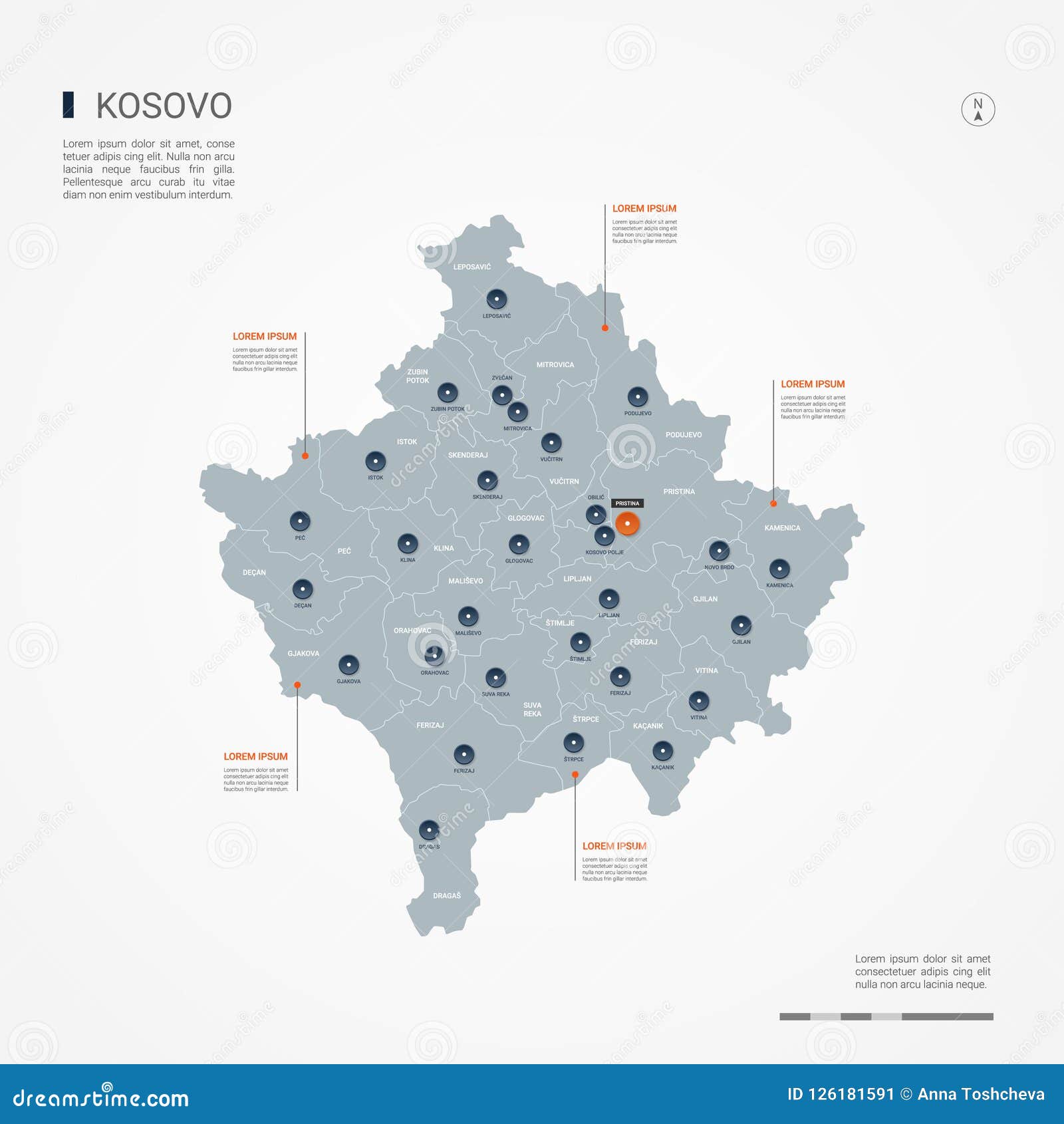 Ejemplo Infographic Del Vector Del Mapa De Kosovo Ilustración del ...