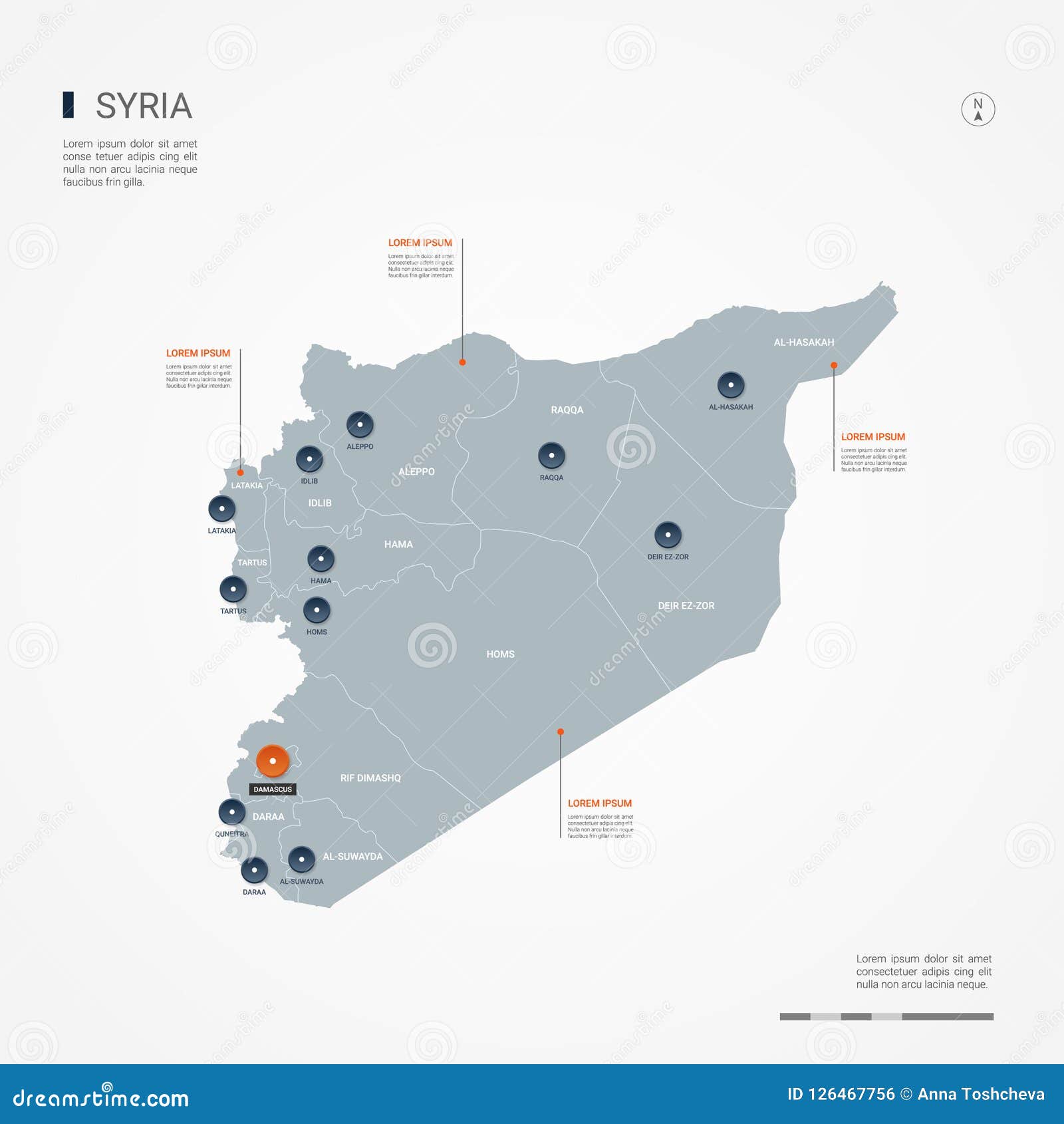 Ejemplo Infographic Del Vector Del Mapa De Siria Ilustración del Vector ...