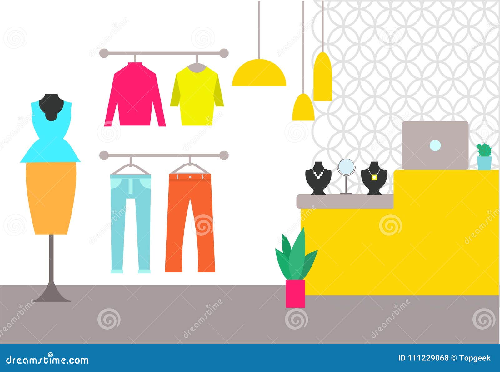 Ejemplo Interior Del Vector Del Cartel De La Tienda De Ropa Ilustración ...