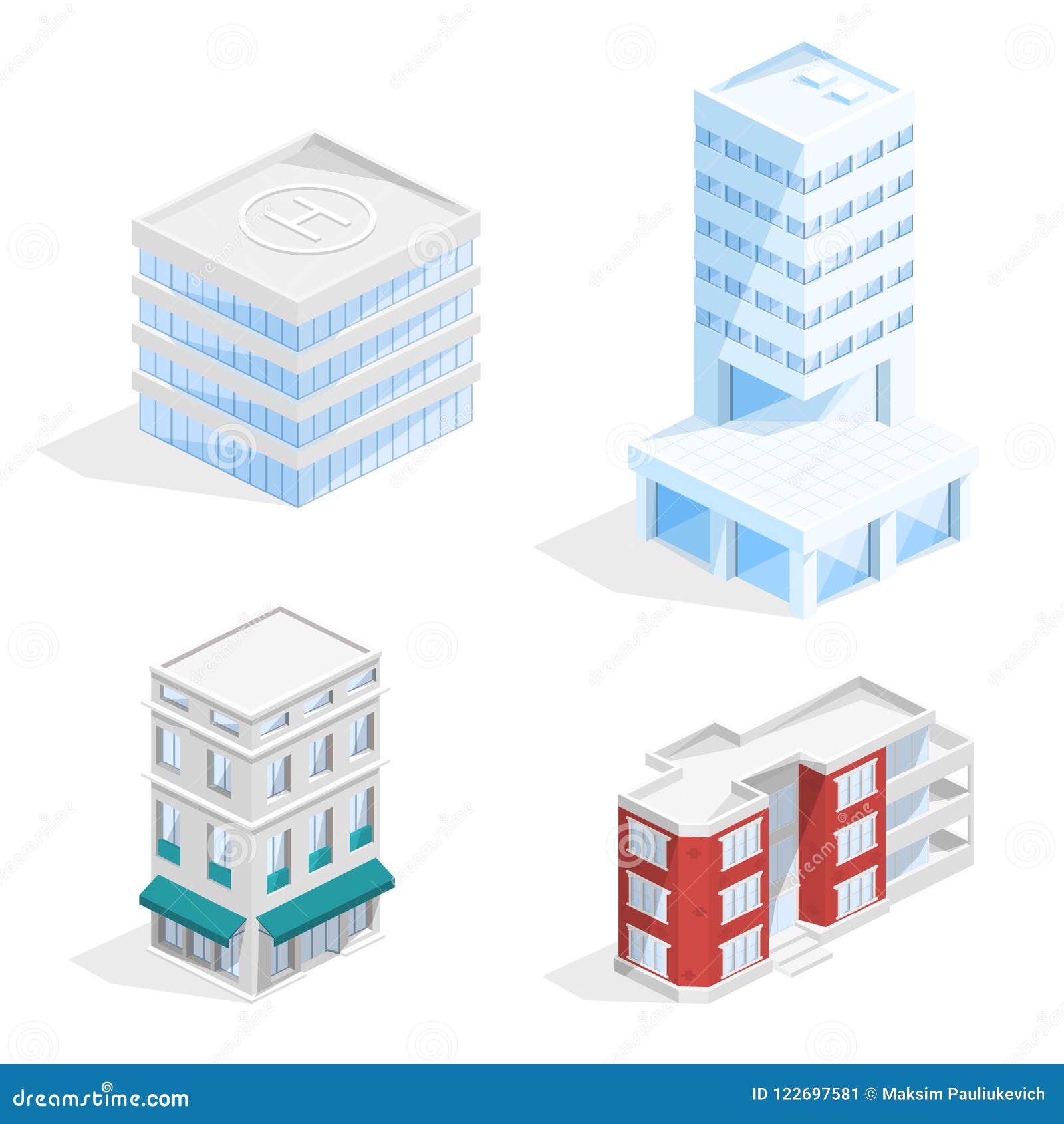 Ejemplo Isométrico Del Vector 3d De Los Edificios De La Ciudad