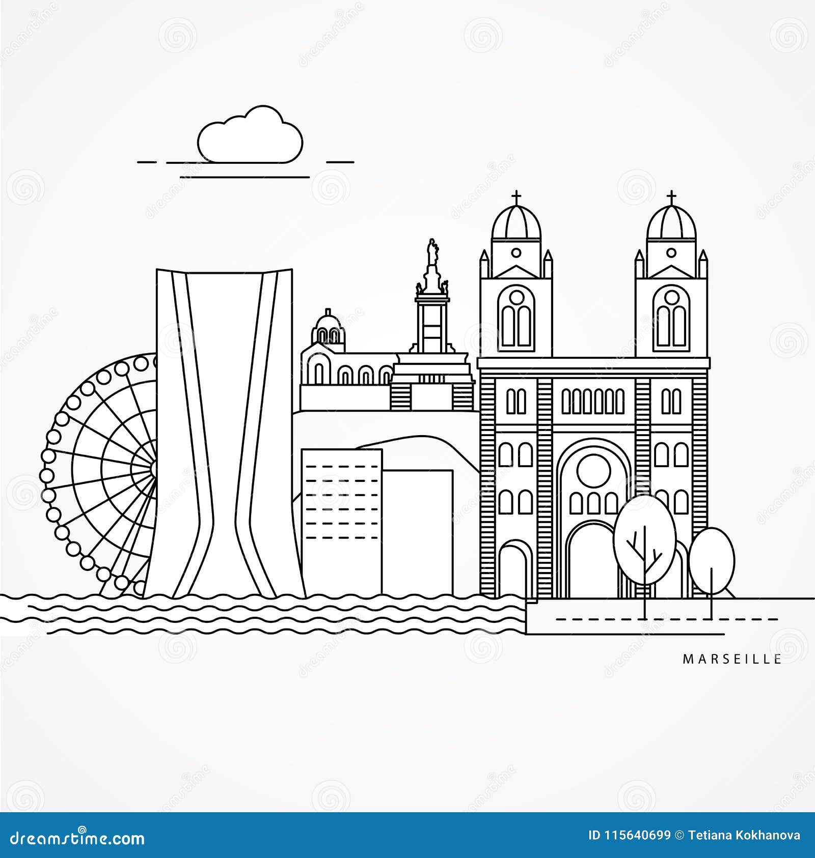 Ejemplo Linear De Marsella, Francia Ilustración del Vector ...