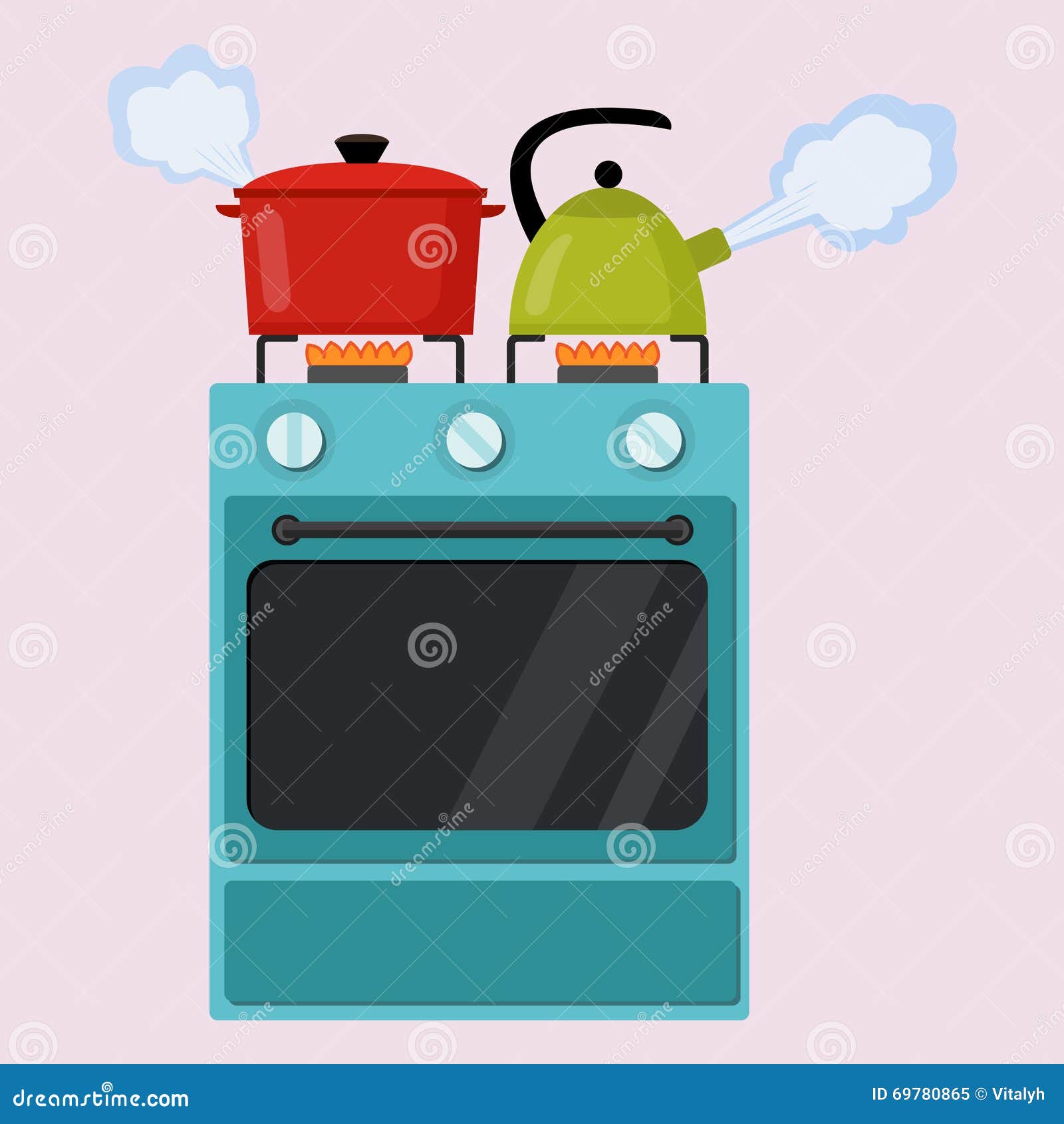 Ejemplo Plano Del Vector De La Estufa De Cocina Ilustración del Vector ...