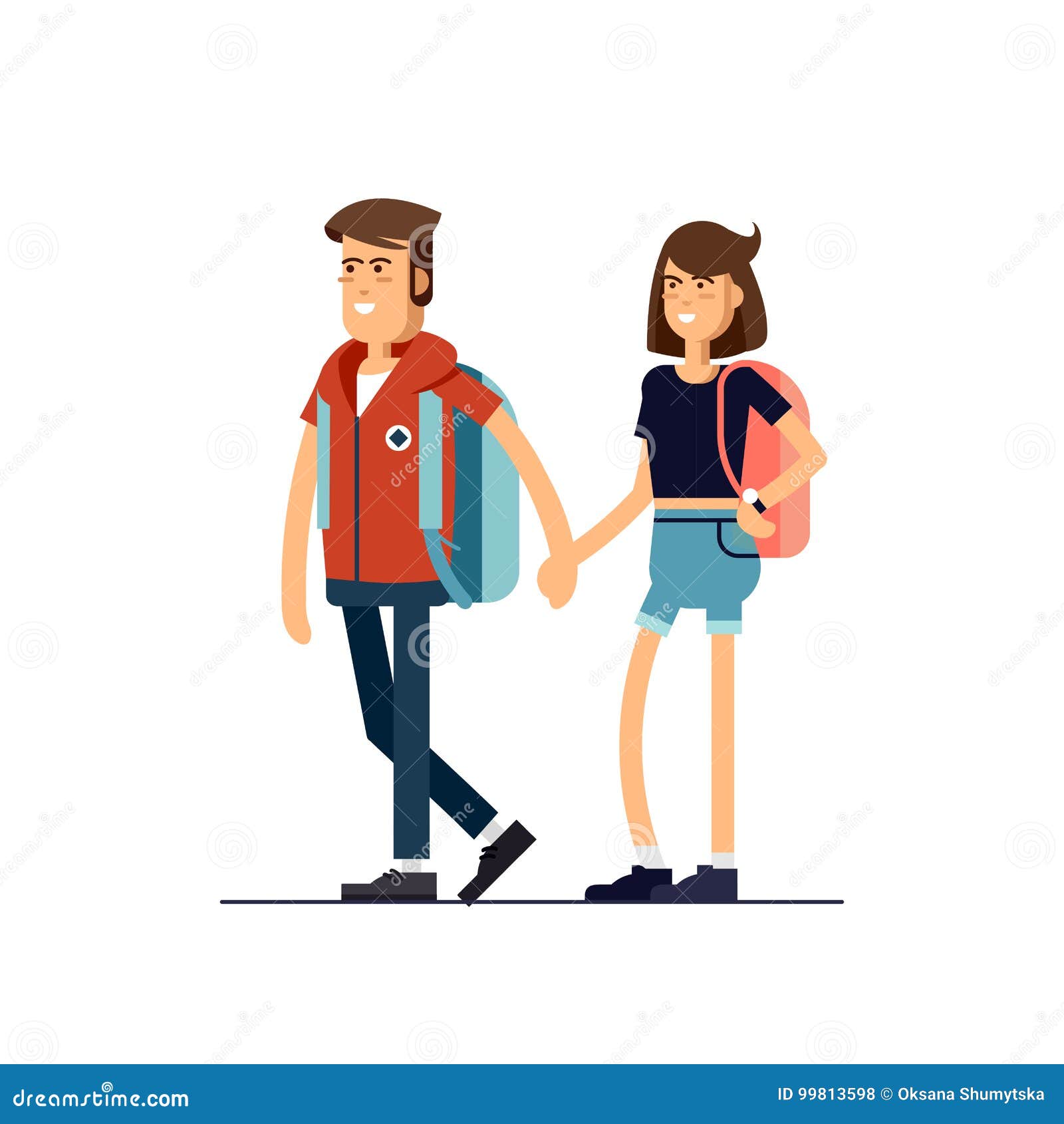 Ejemplo Plano Del Vector De Pares Jovenes Ilustración del Vector ...