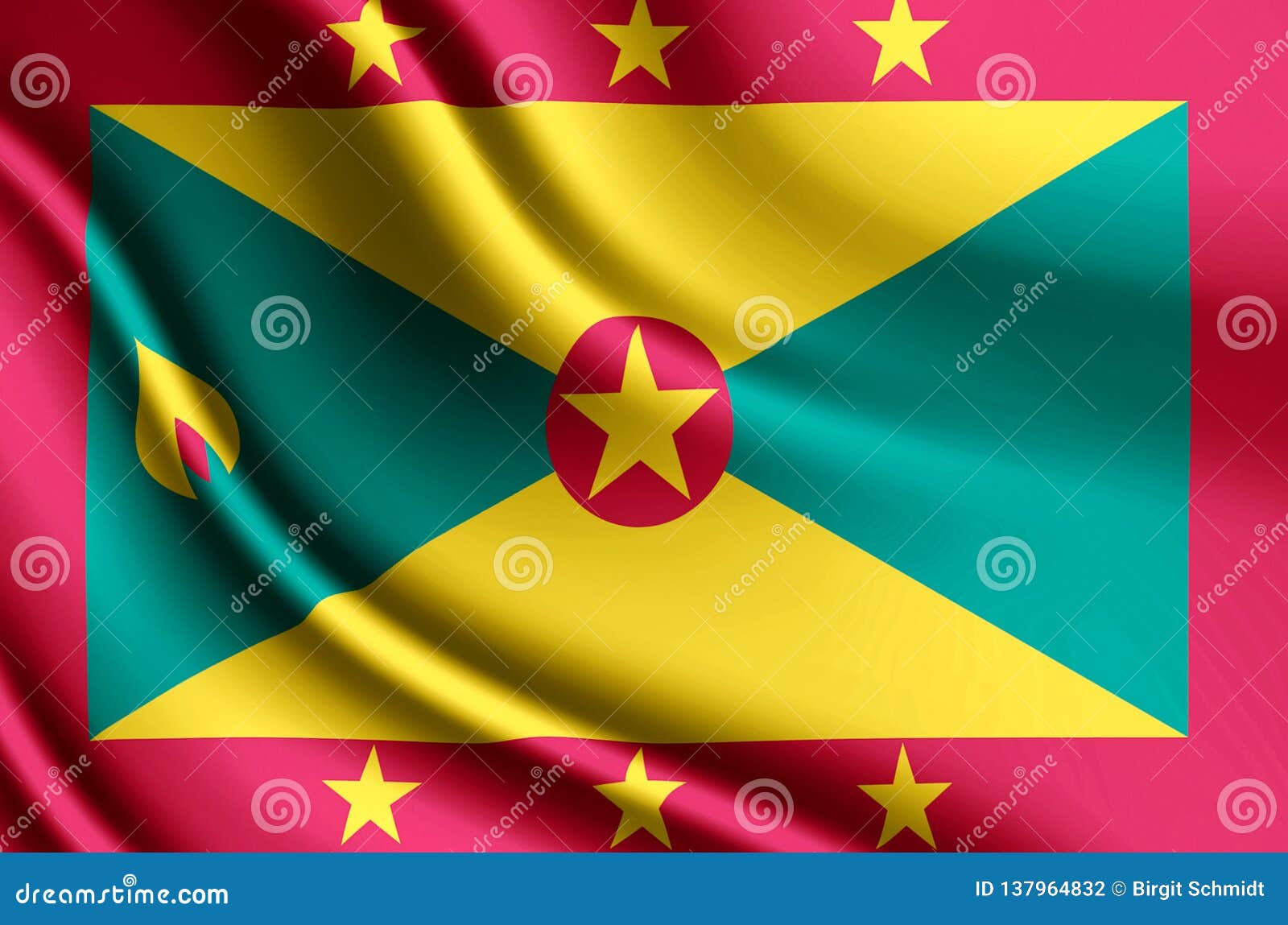 Ejemplo Realista De La Bandera De Grenada Stock de ilustración ...