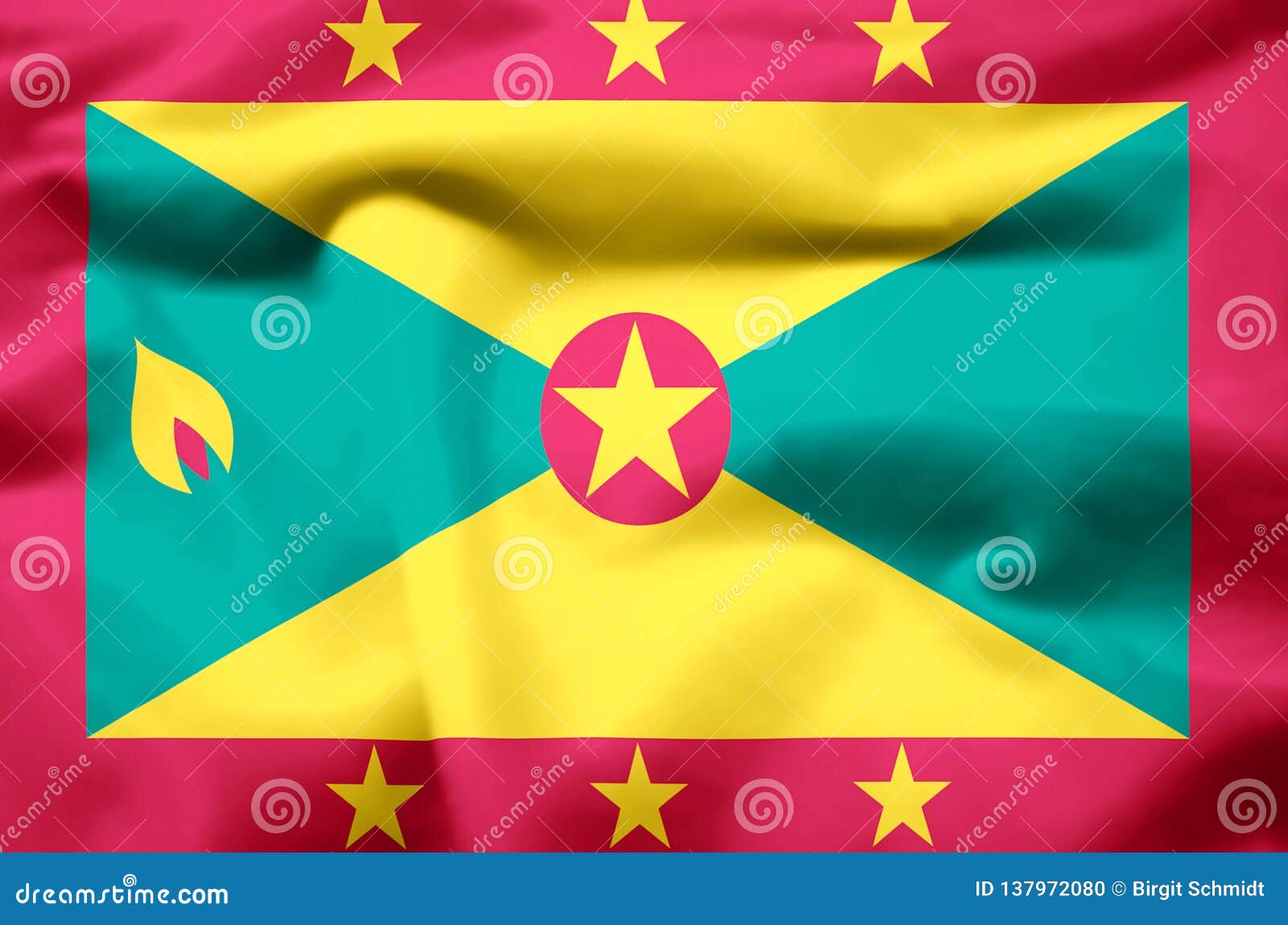 Ejemplo Realista De La Bandera De Grenada Stock de ilustración ...