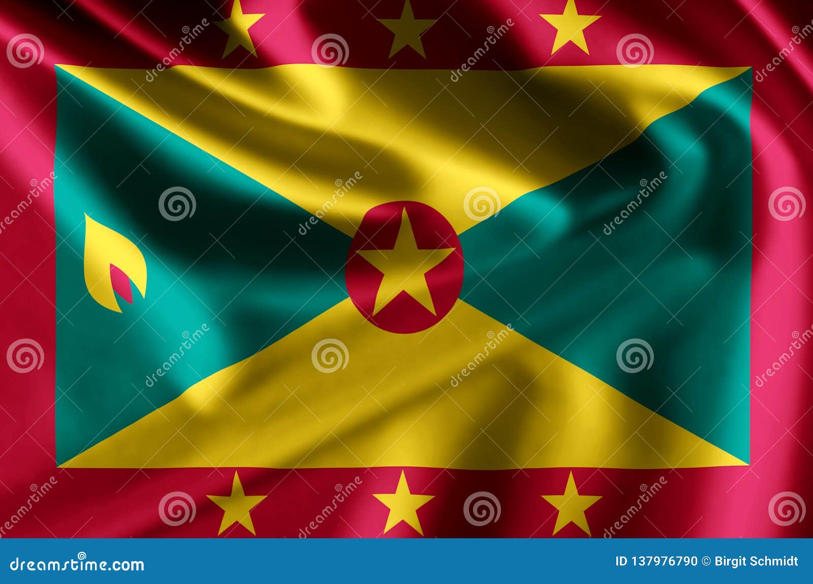 Ejemplo Realista De La Bandera De Grenada Stock de ilustración ...