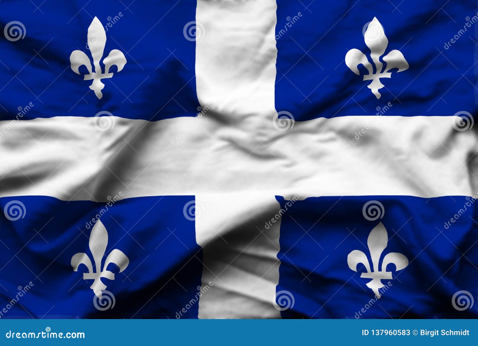 Ejemplo Realista De La Bandera De Quebec Stock de ilustración ...