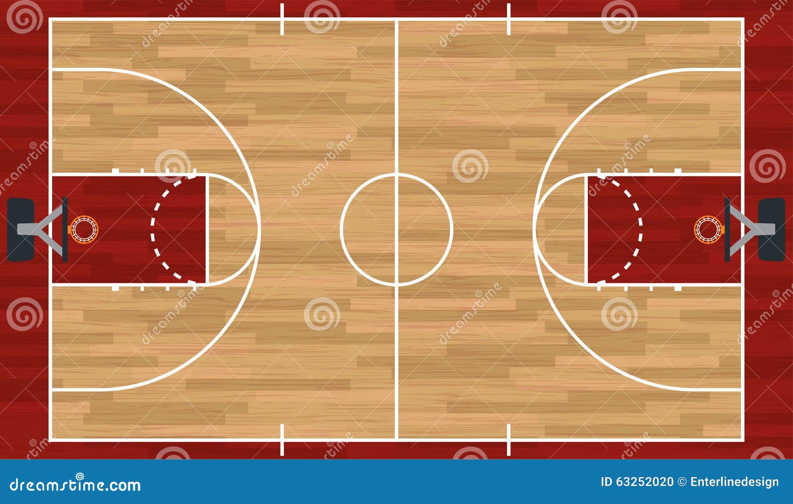 Ejemplo Realista De La Cancha De Básquet Ilustración del Vector ...