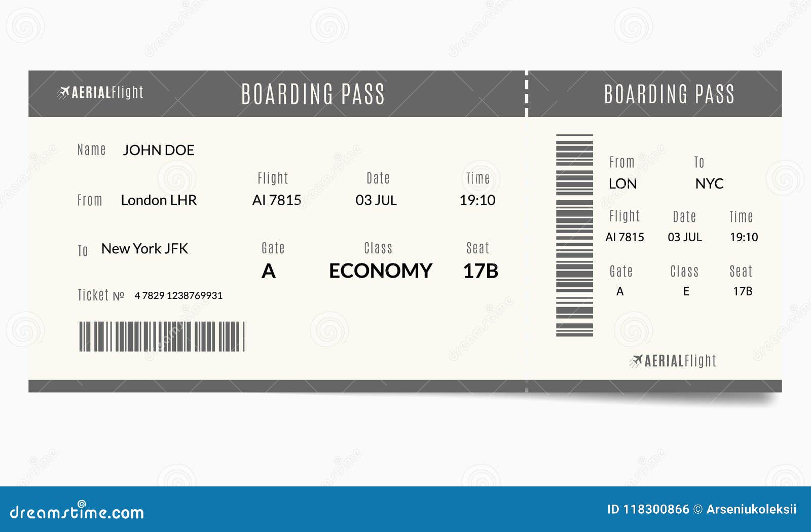 Ejemplo Realista Del Documento De Embarque Ilustración del Vector ...