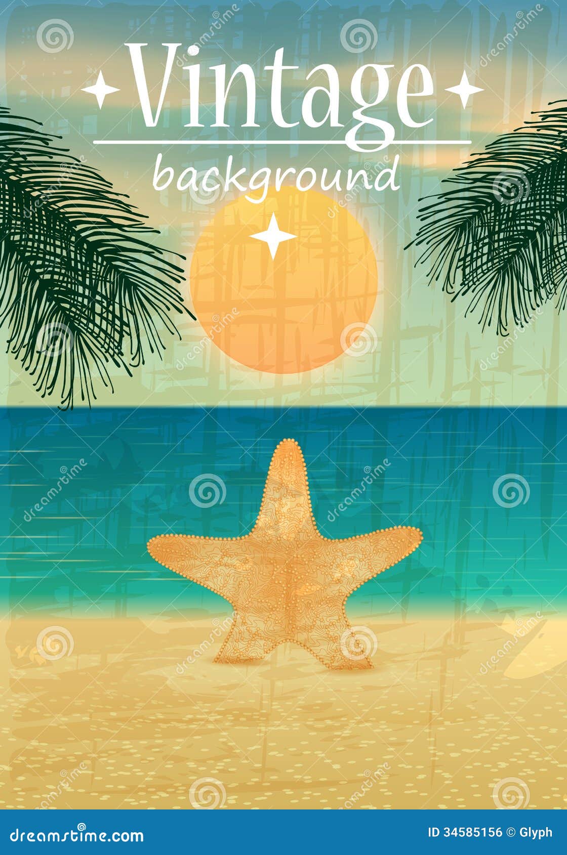 Ejemplo retro de la playa ilustración del vector. Ilustración de isla ...