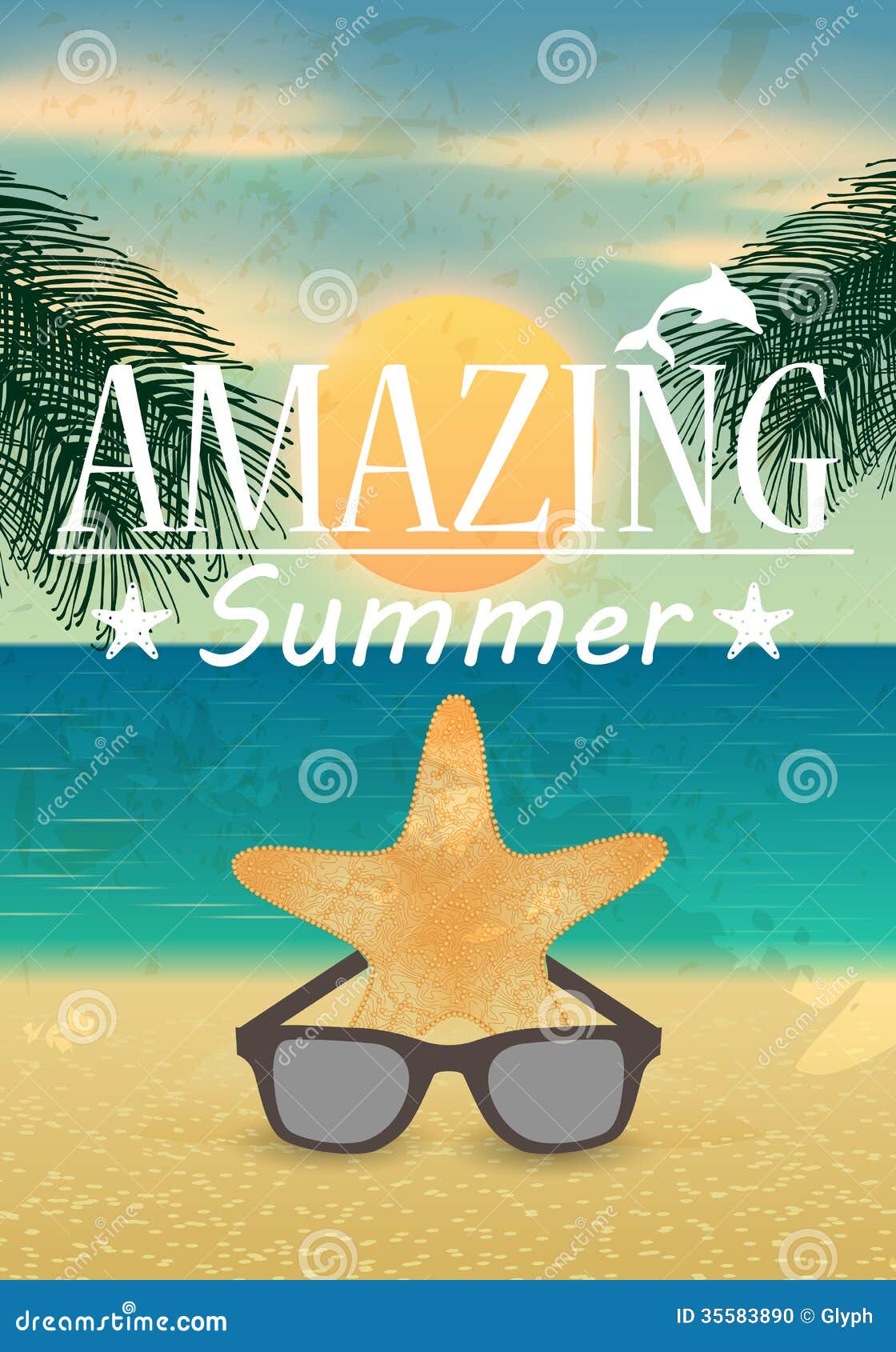 Ejemplo retro de la playa ilustración del vector. Ilustración de cielo ...