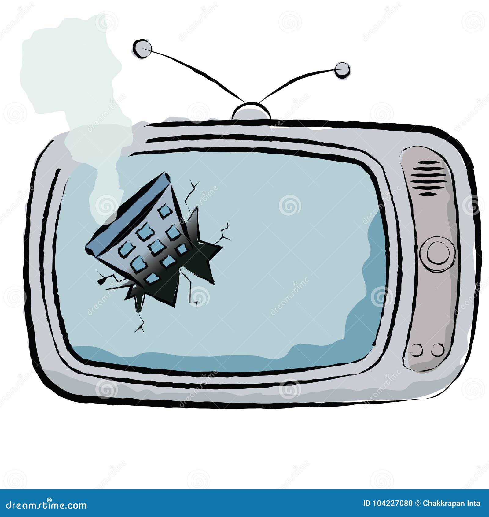 Ejemplo roto TV ilustración del vector. Ilustración de objeto - 104227080