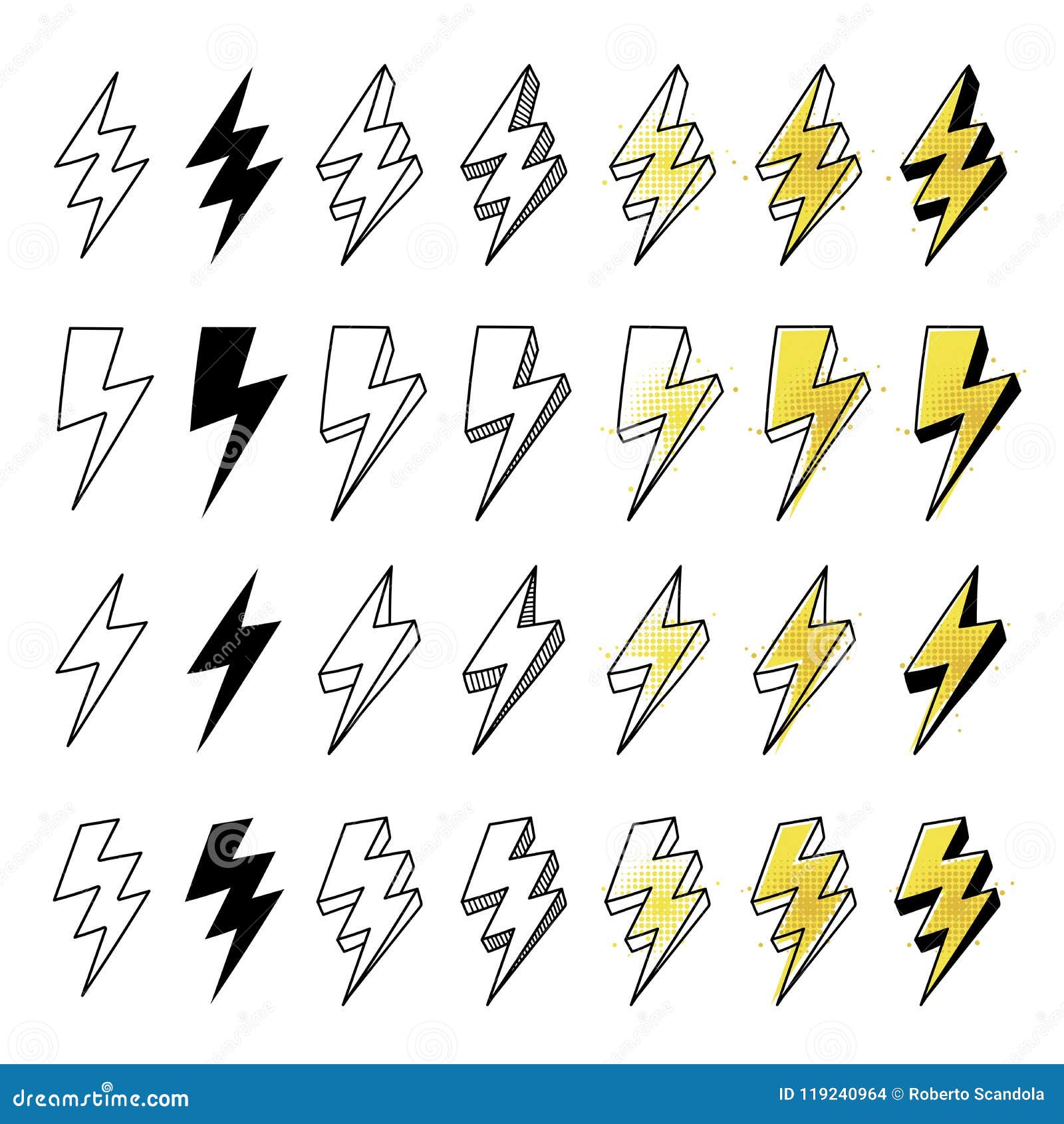 Ejemplos De Los Rayos Del Vector Ilustración del Vector - Ilustración ...