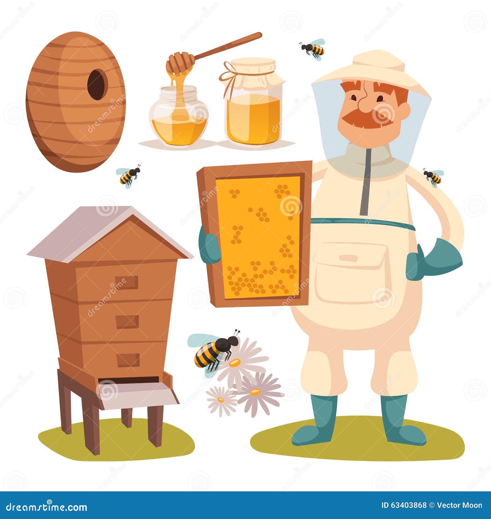 Ejemplos Del Vector Del Apicultor Del Colmenar Ilustración del Vector ...