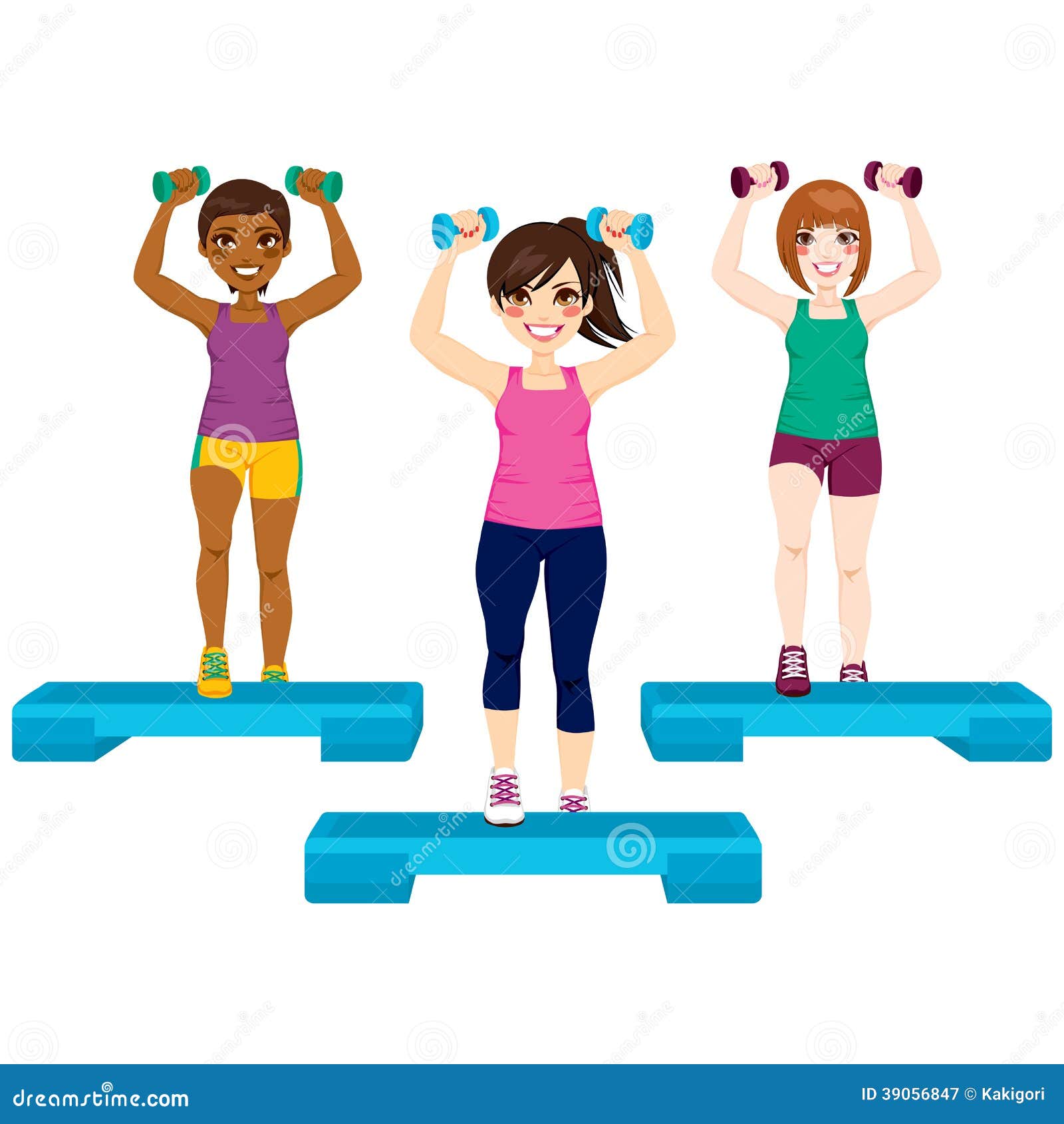 Ejercicio de tres mujeres ilustración del vector. Ilustración de ...