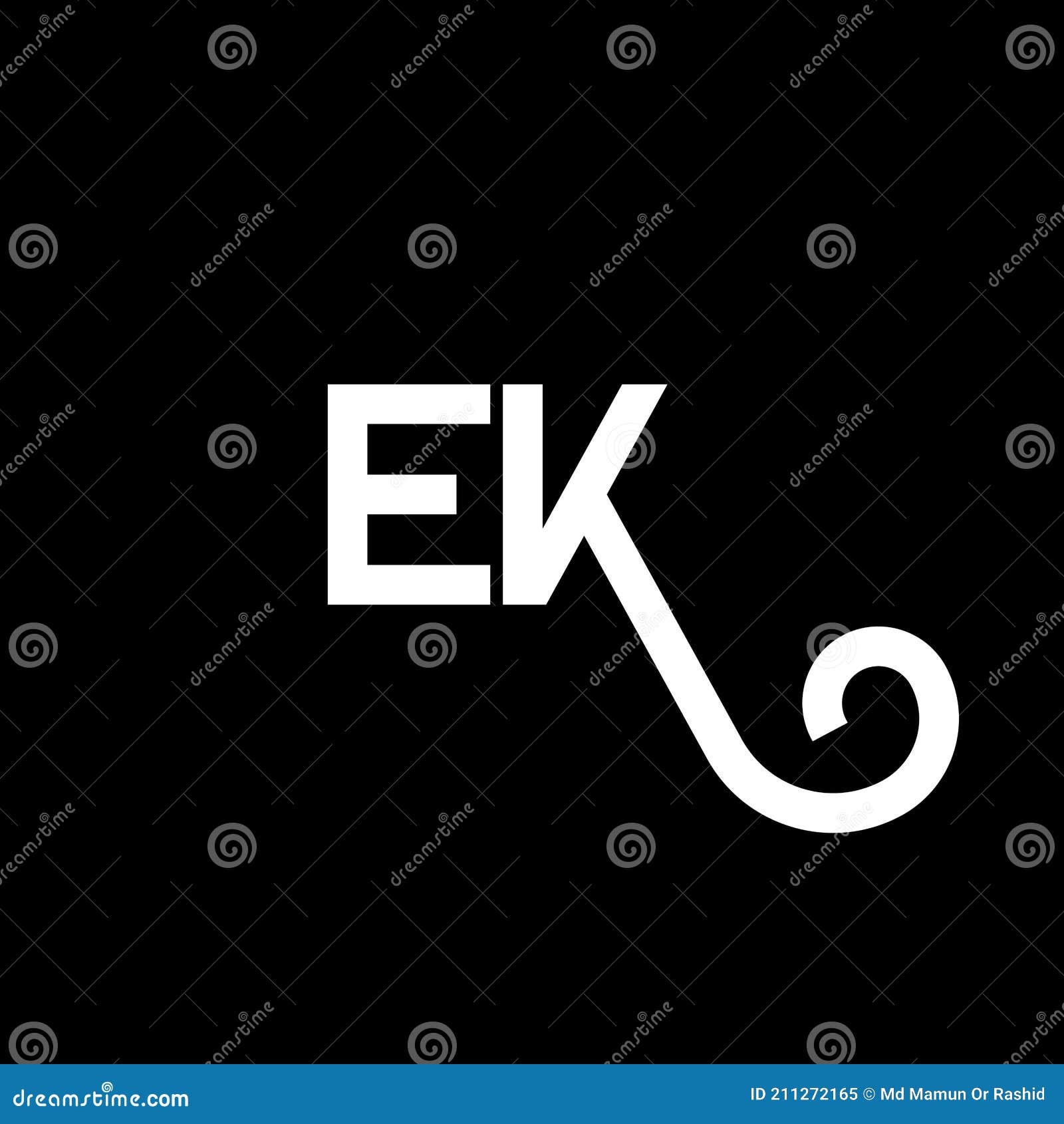 EK Letter Logo Design on Black Background. EK Creative Initials Letter ...