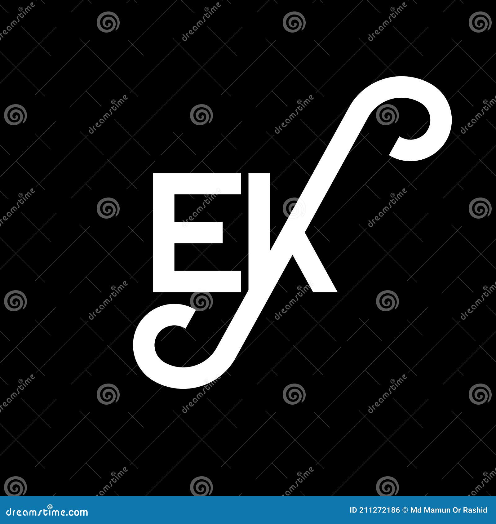 EK Letter Logo Design on Black Background. EK Creative Initials Letter ...