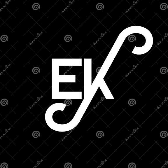 EK Letter Logo Design on Black Background. EK Creative Initials Letter ...