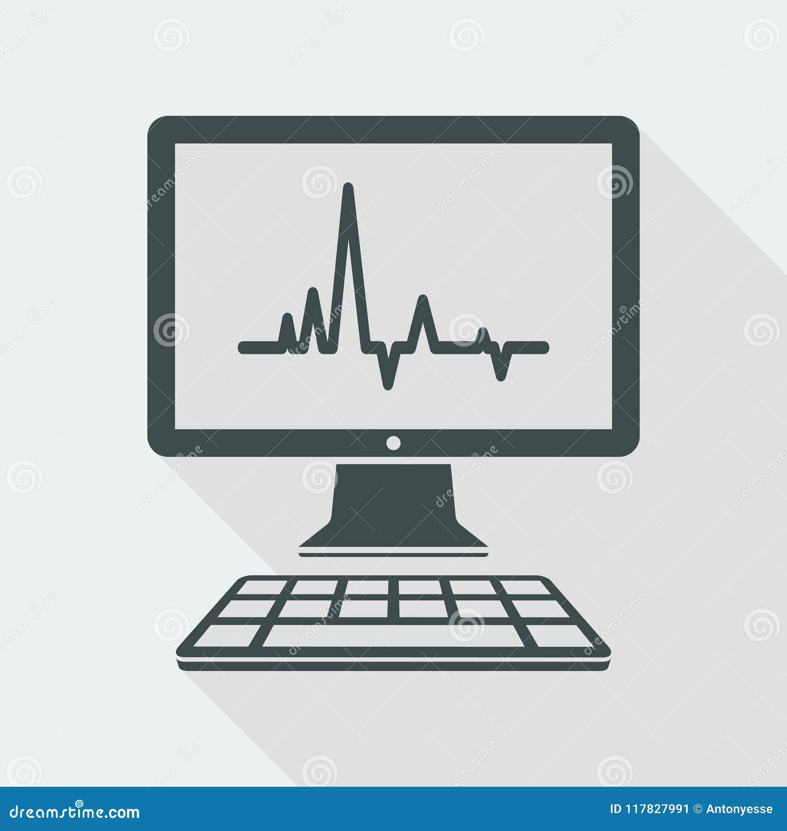 EKG on Computer Screen - Vector Flat Icon Stock Vector - Illustration ...