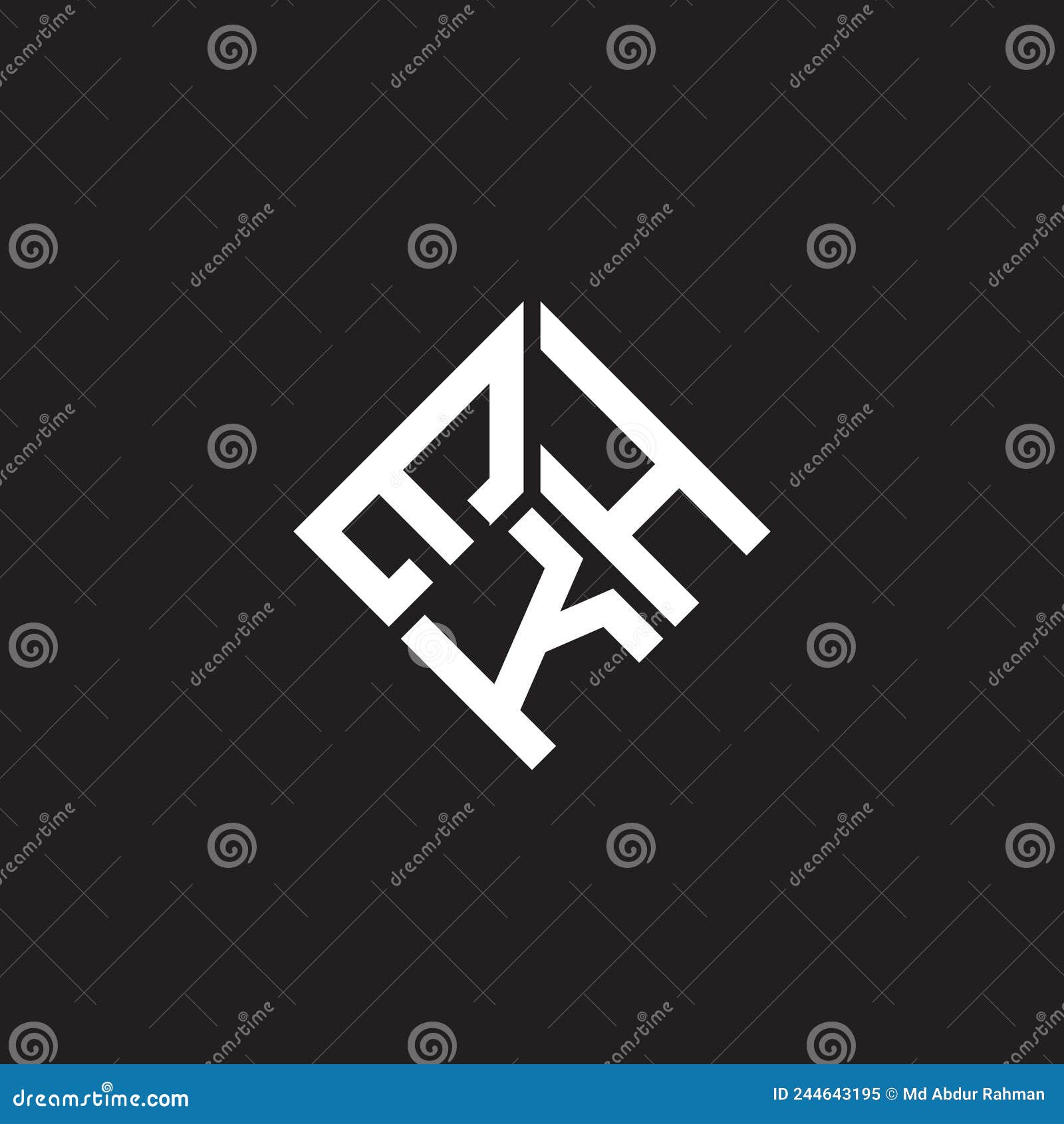 EKH Letter Logo Design on Black Background. EKH Creative Initials ...