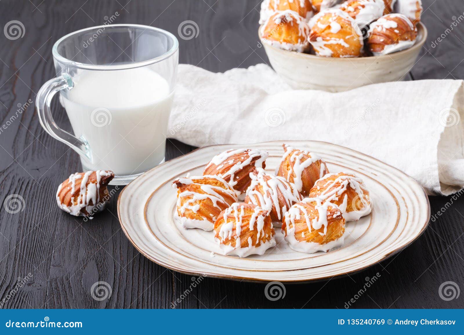 Eklers with powdered sugar stock image. Image of traditional - 135240769