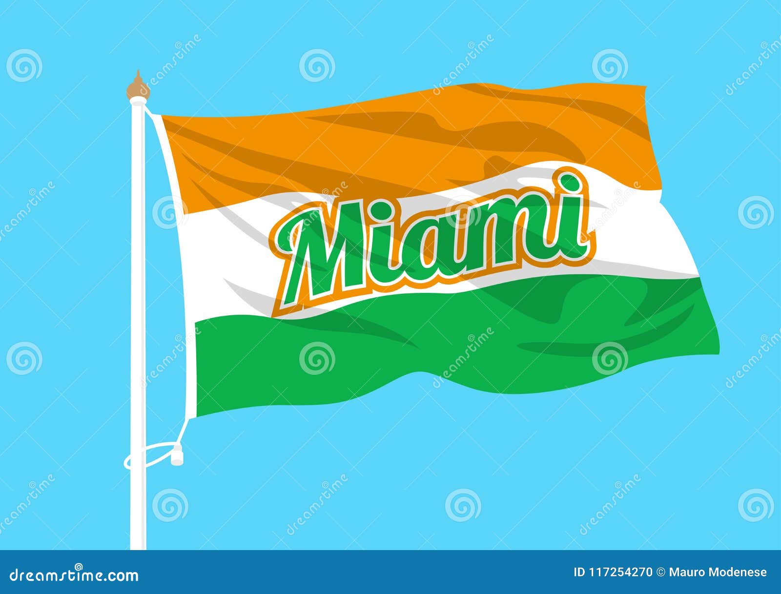 El Agitar De La Bandera De Miami Stock de ilustración - Ilustración de ...
